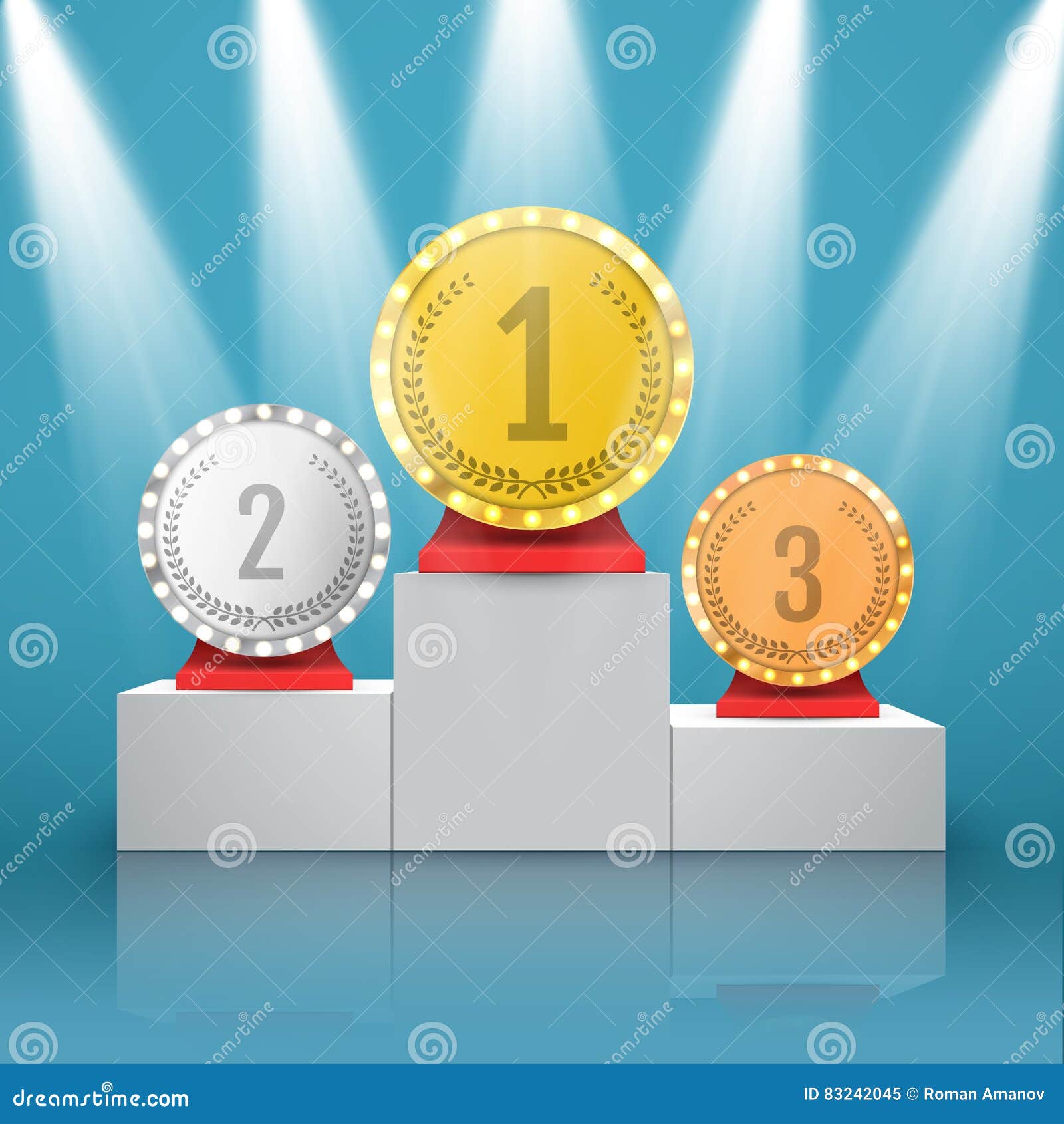 Trophy Cup on Prize Podium with Confetti. Winners Award Stock Vector ...