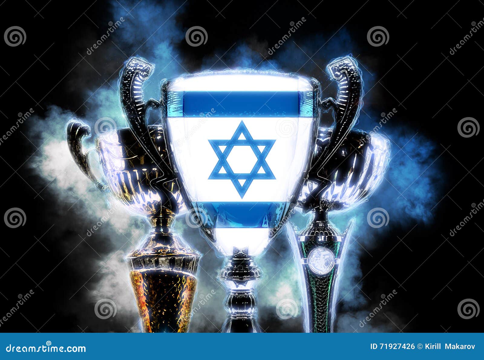 Trophy Cup Textured with Flag of Israel. Digital Illustration Stock ...