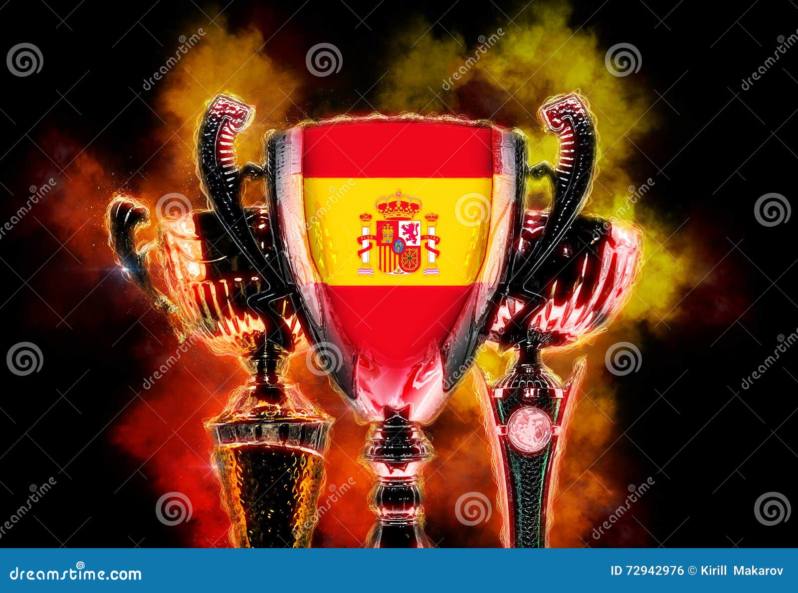Trophy Cup Textured with Flag of Spain. Digital Illustration Stock ...