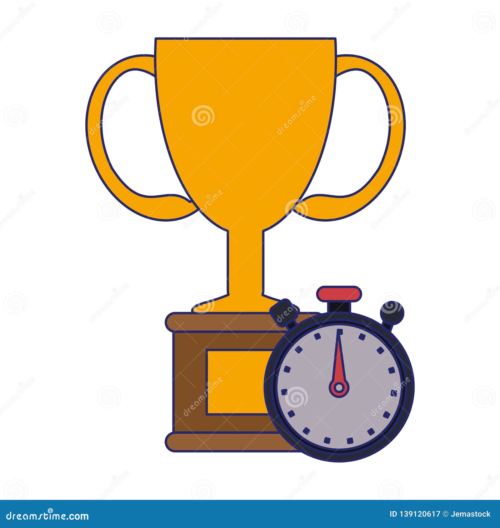 Trophy Cup and Timer Symbol Blue Lines Stock Vector - Illustration of ...