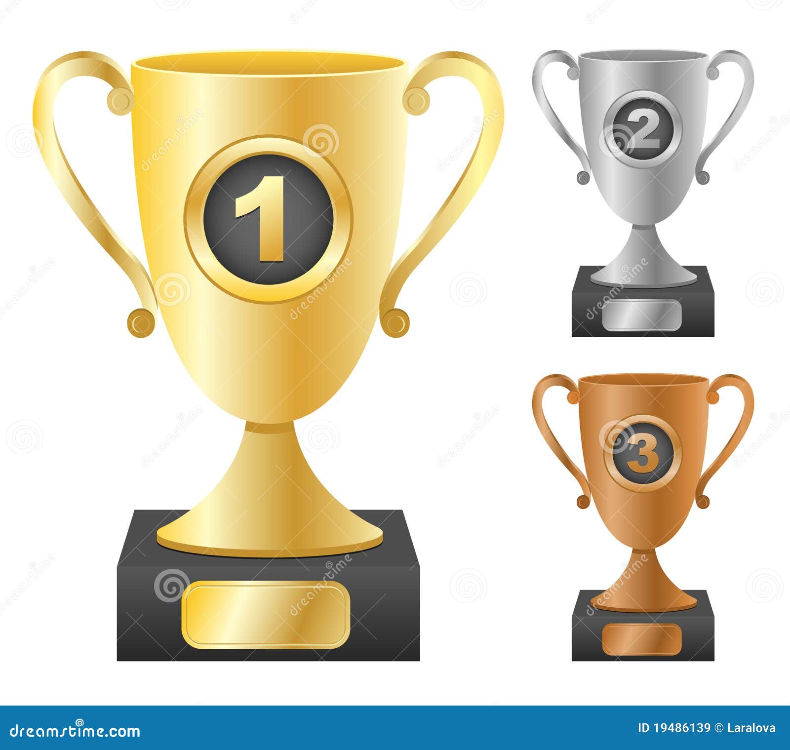 Trophy cups with numbers stock vector. Illustration of champion - 19486139