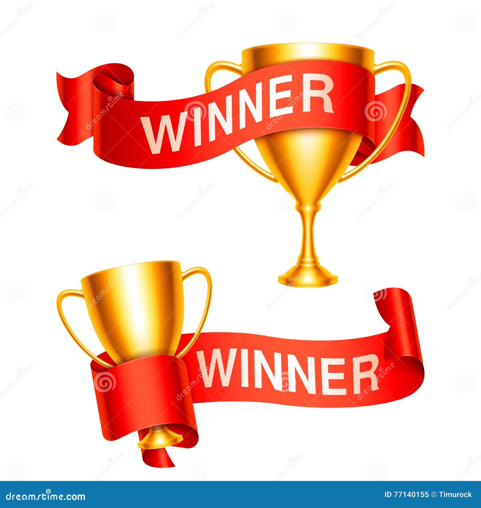 Trophy Cups with Ribbons stock vector. Illustration of achievement ...