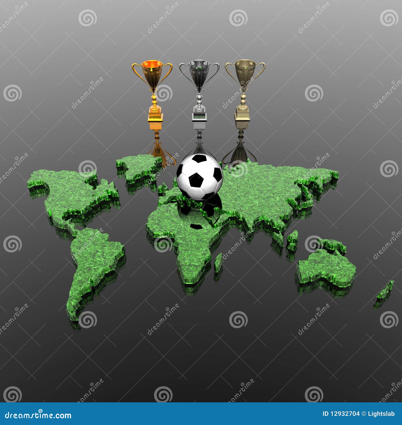 Trophy cups with world map stock illustration. Illustration of ceremony ...