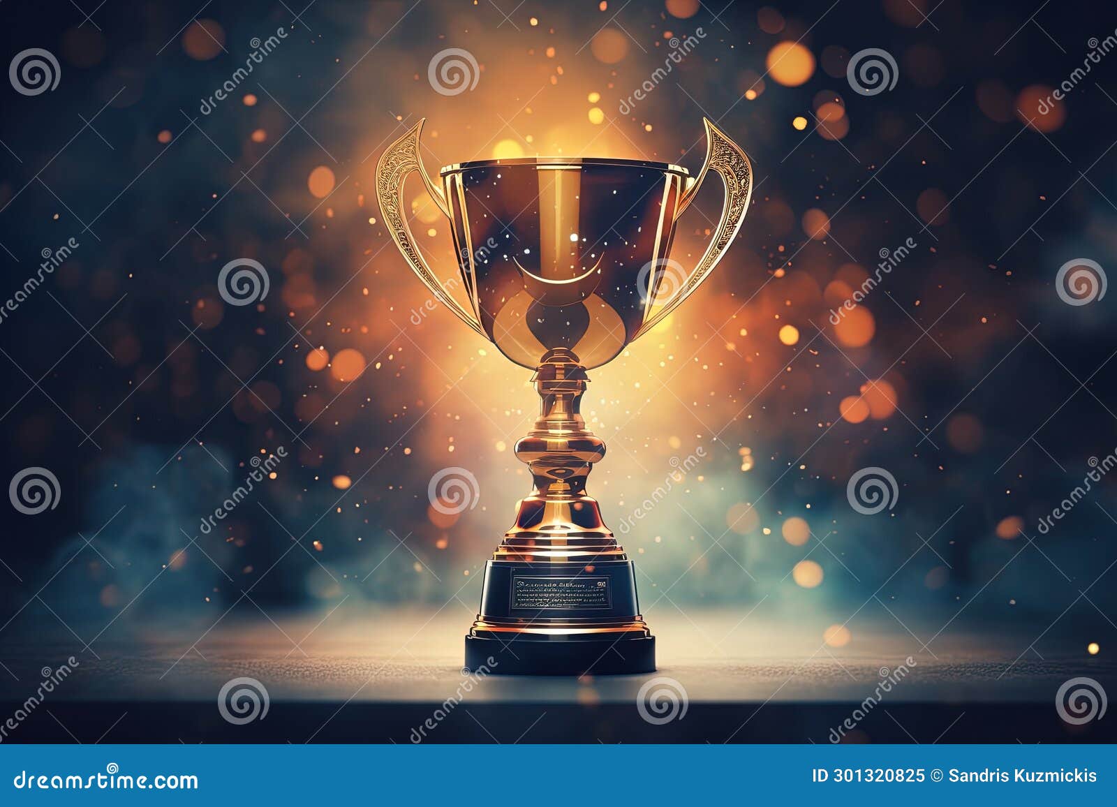 Trophy on a Dark Background with Abstract Shiny Lights. Generative AI ...