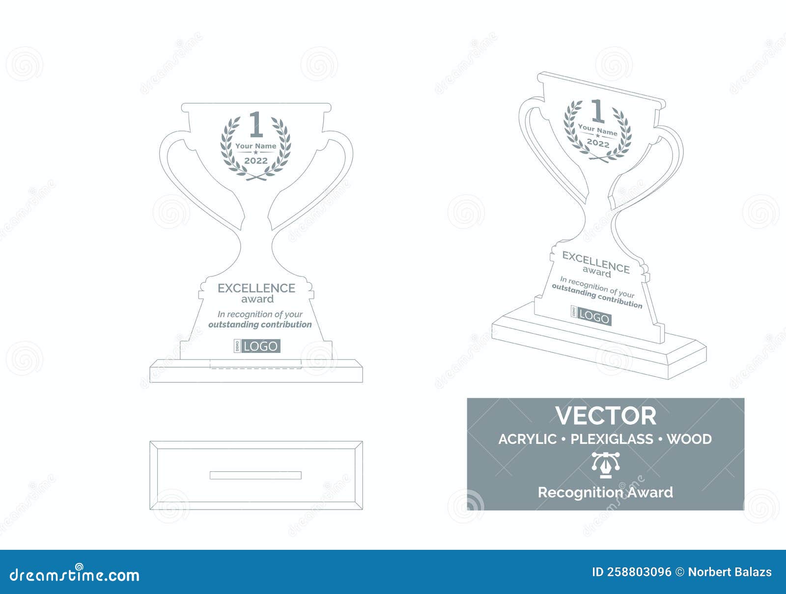 Trophy Vector Template. Trophy Distinction Award. Recognition Trophy ...