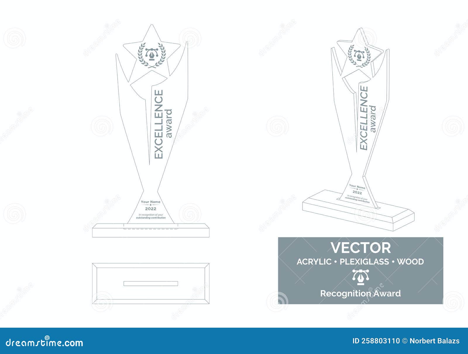 Trophy Vector Template. Trophy Distinction Award. Recognition Trophy ...