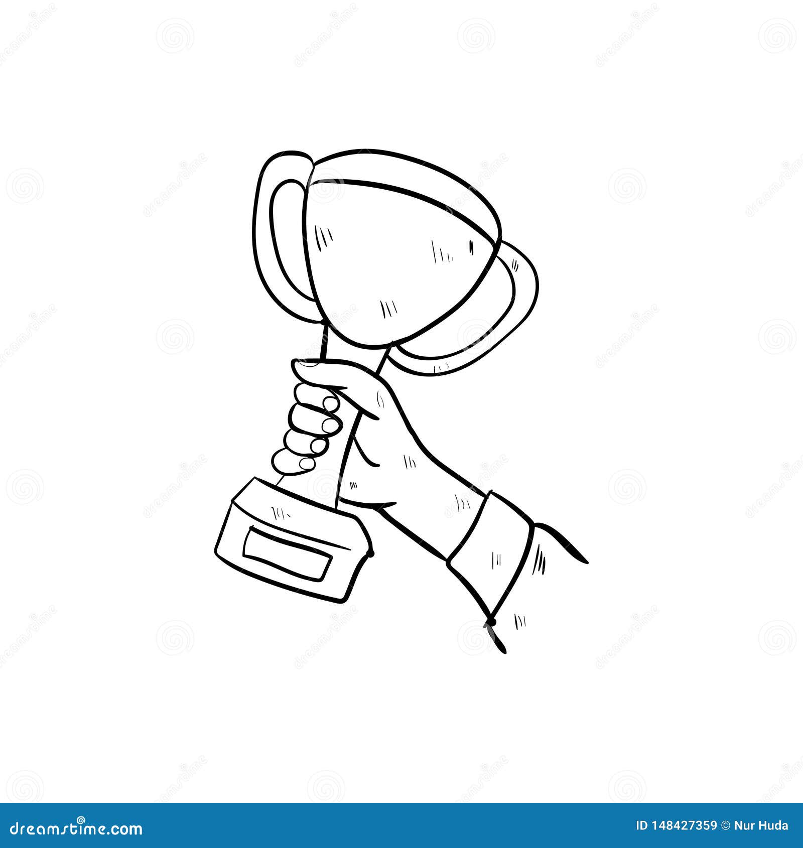 Trophy Doodle Hand Draw with Stock Illustration - Illustration of black ...