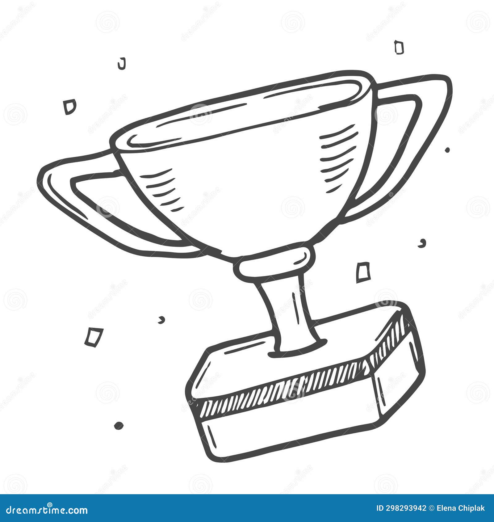 Trophy Doodle Hand Drawn Drawing Winner Trophy Champion Vector ...
