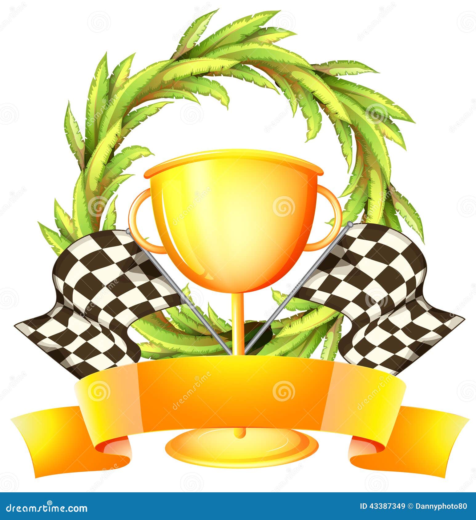 A Trophy with an Empty Label Stock Vector - Illustration of checkered ...