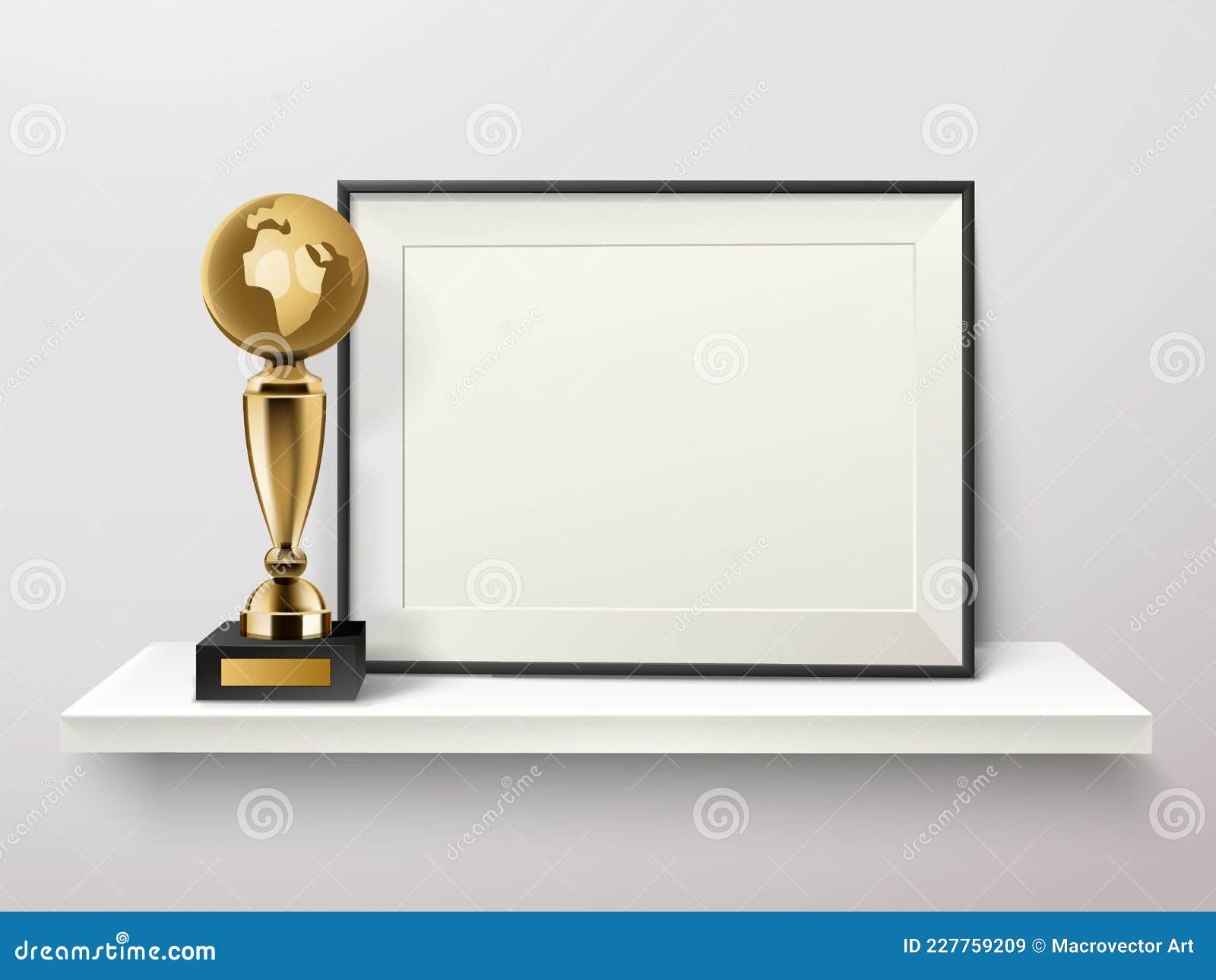 Trophy and Frame Composition Stock Vector - Illustration of realistic ...