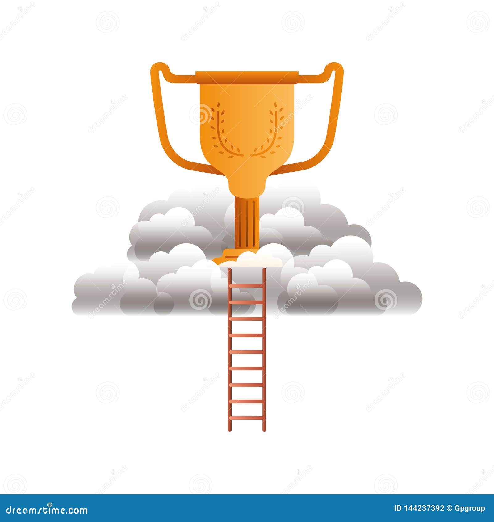 Trophy Gold with Clouds and Stairs Stock Vector - Illustration of ...