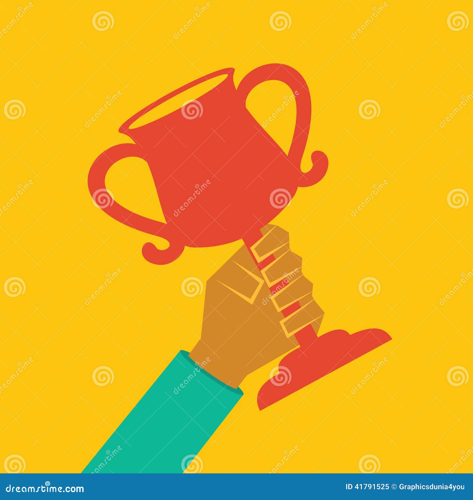 Trophy in hand stock vector. Illustration of businessman - 41791525