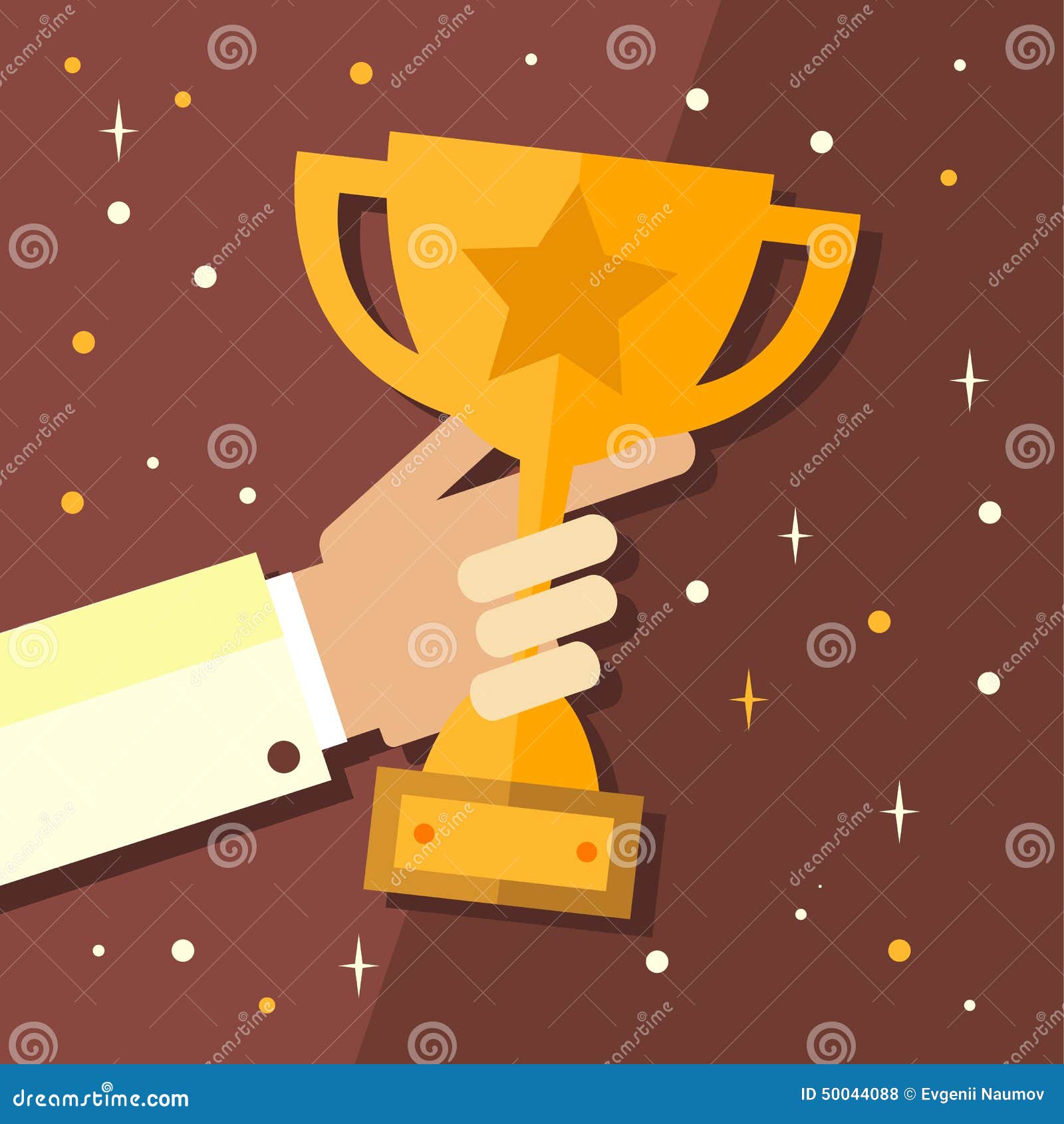 Trophy, Hands Holding Winner Cup Vector Illustration in Flat Style ...