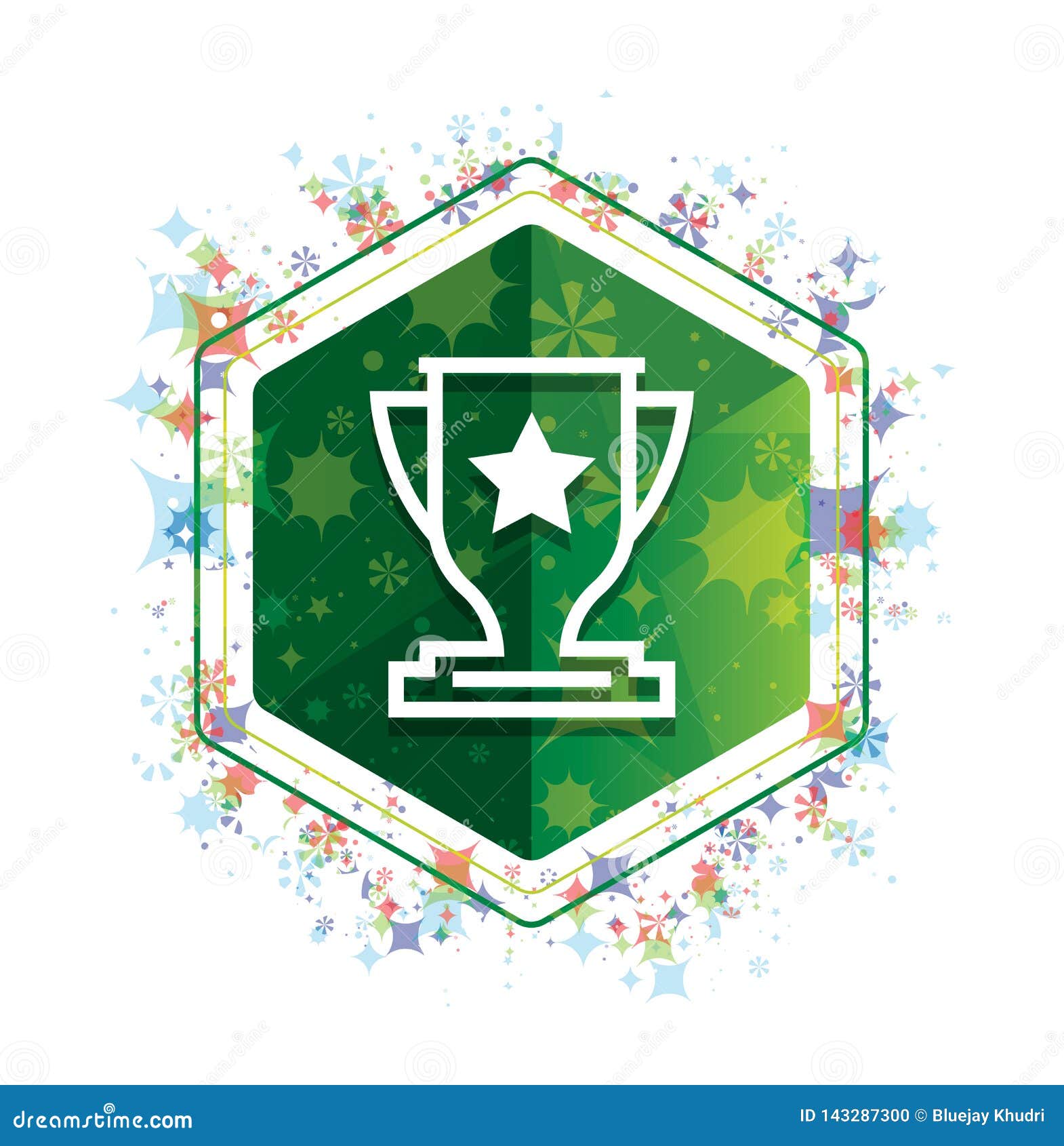 Trophy Icon Floral Plants Pattern Green Hexagon Button Stock ...