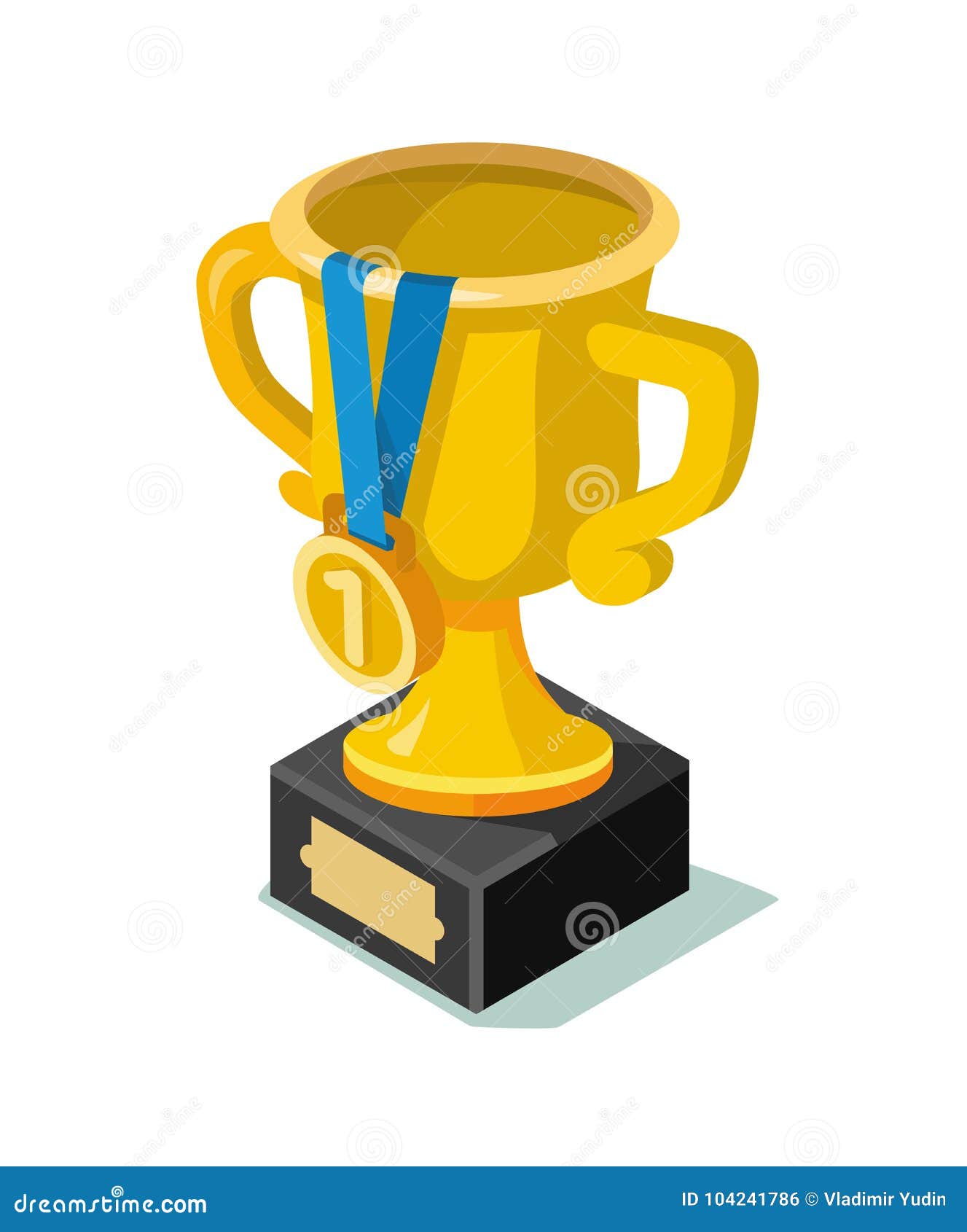 Trophy Vector Icon with Number One. Stock Vector - Illustration of ...
