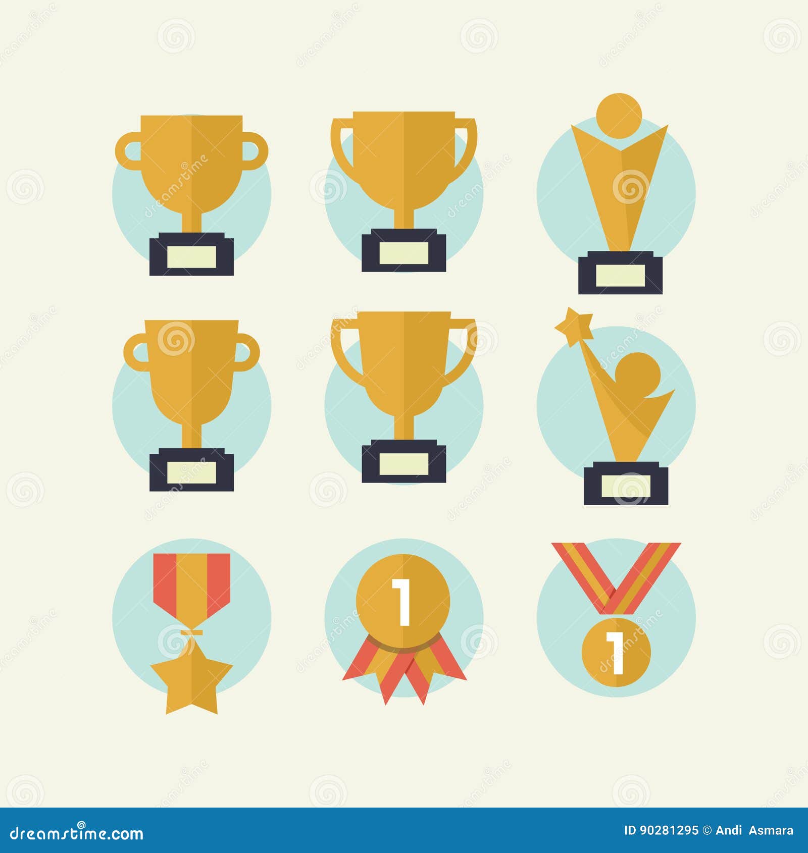 Trophy Icon Set stock vector. Illustration of mark, sign - 90281295