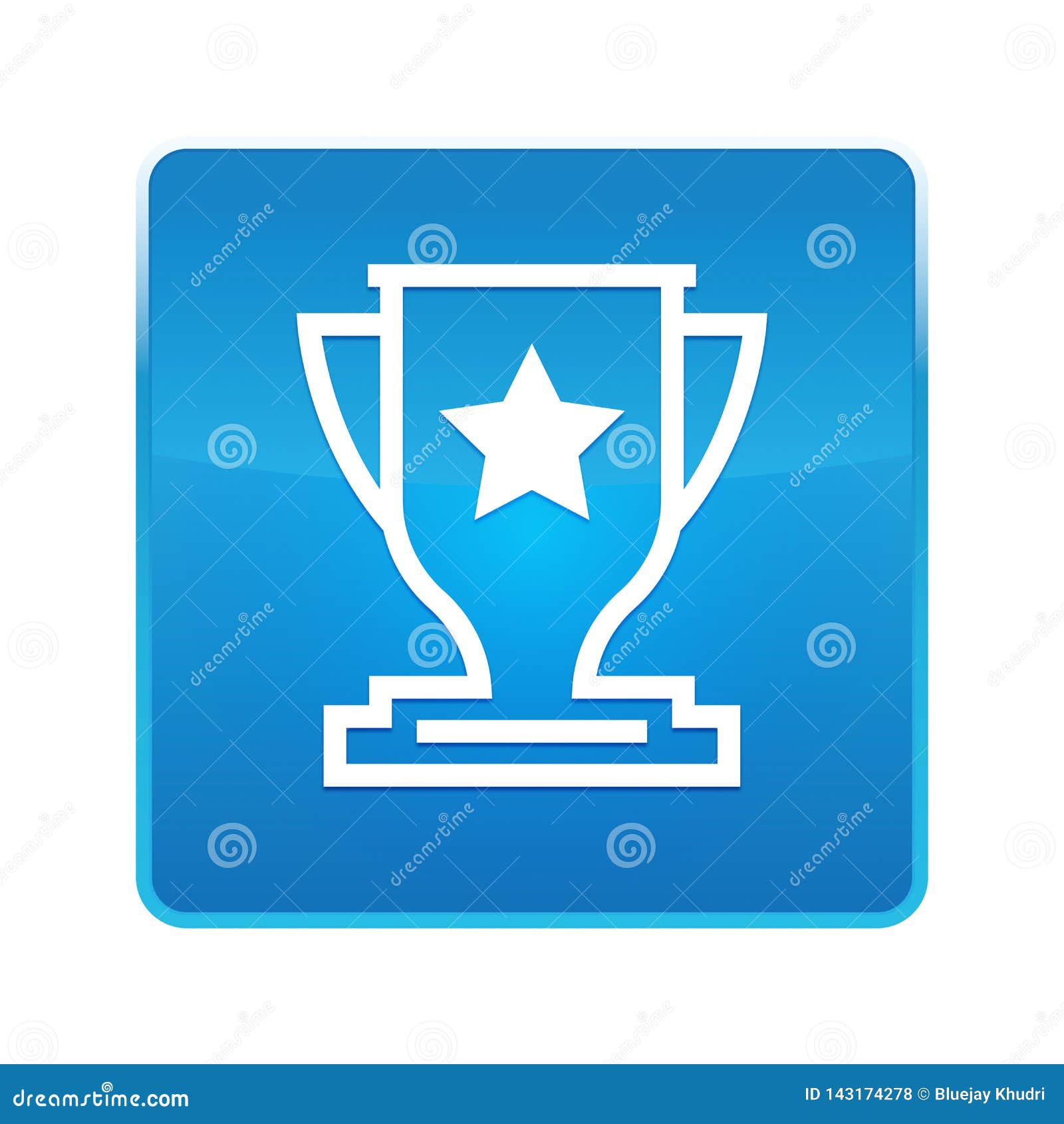 Trophy Icon Shiny Blue Square Button Stock Illustration - Illustration ...
