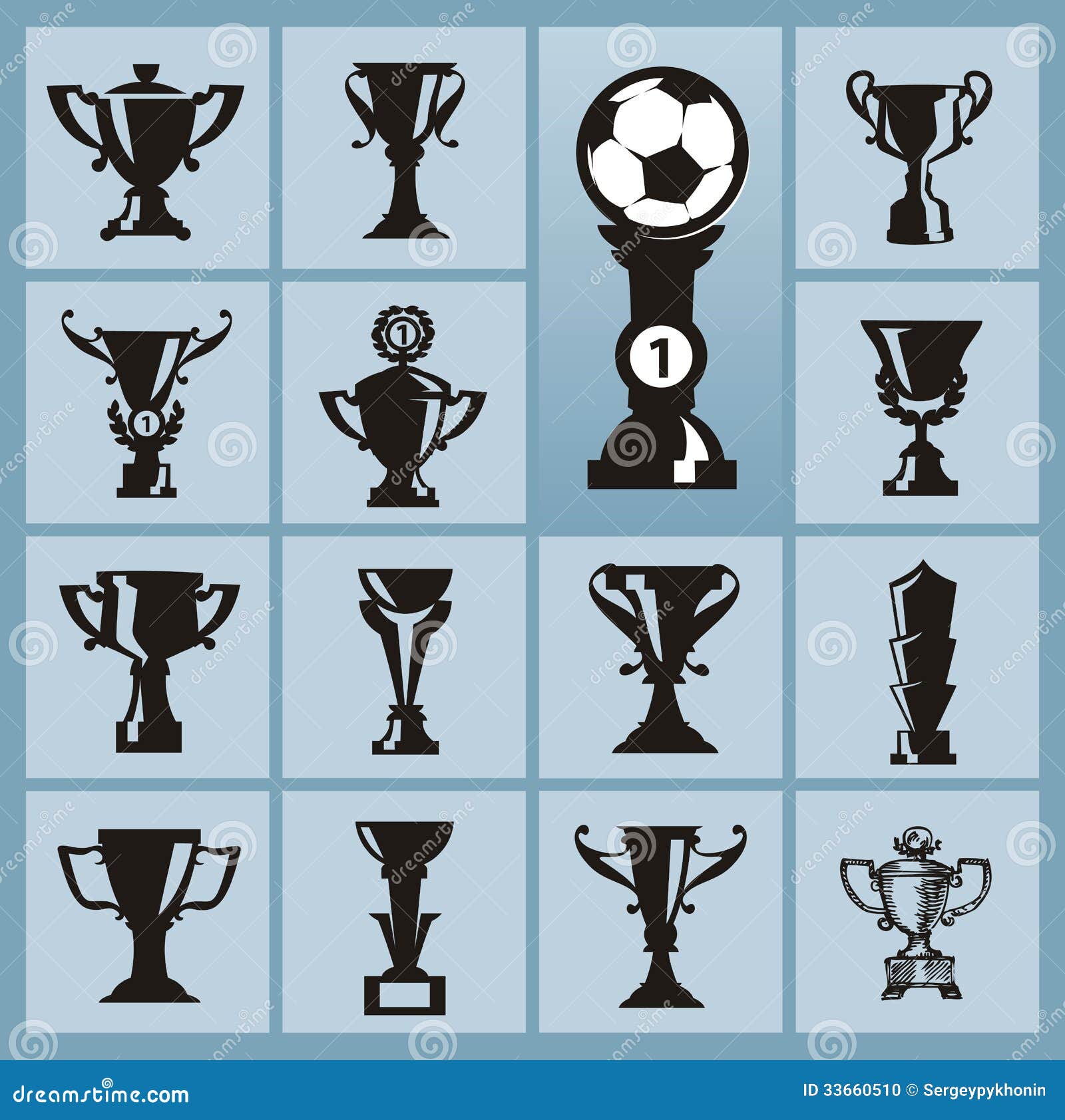 Trophy Icons In Colorful Collage, Vector Illustration. Set Of Stickers ...
