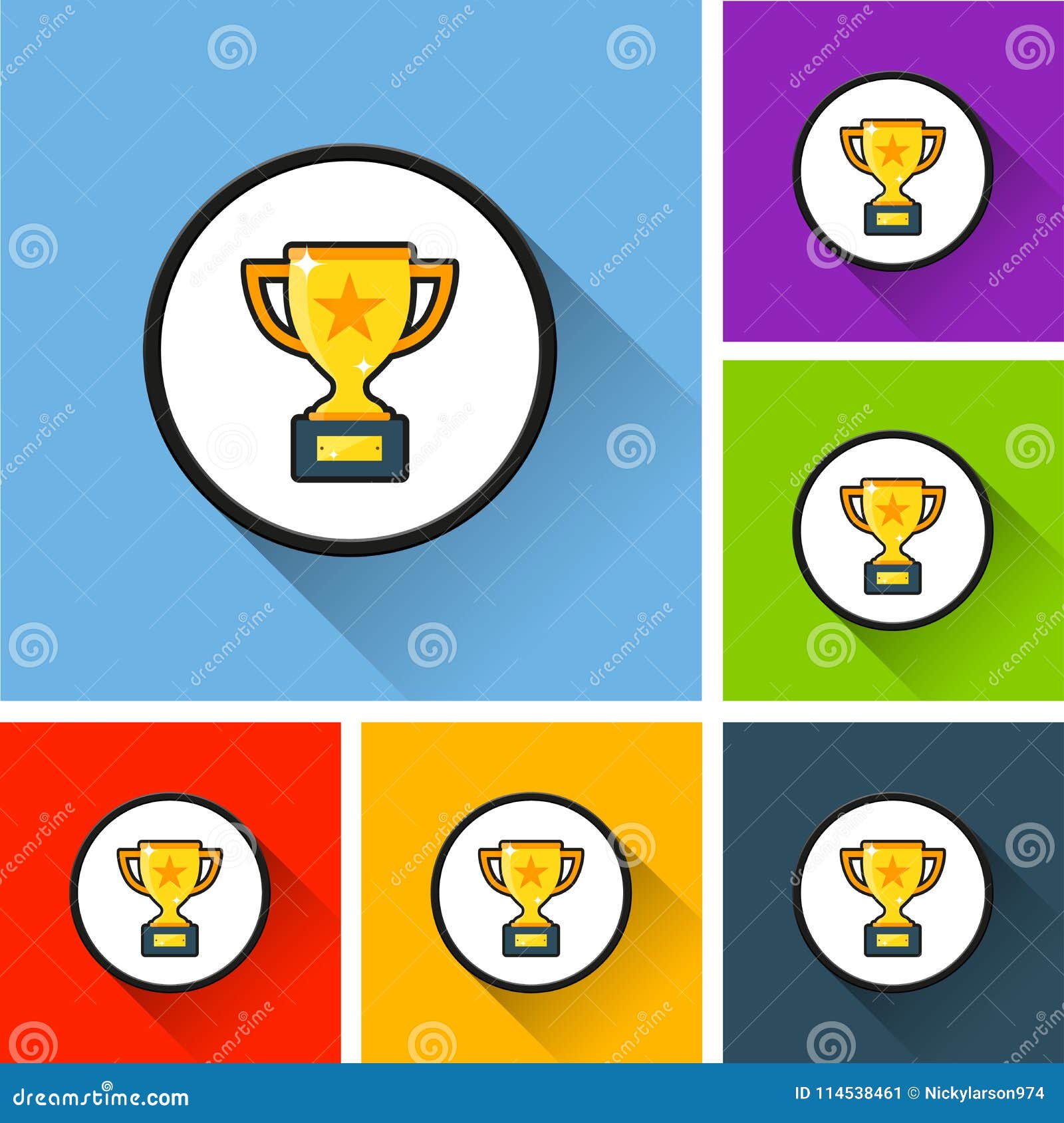 Trophy Icons with Long Shadow Stock Vector - Illustration of long ...