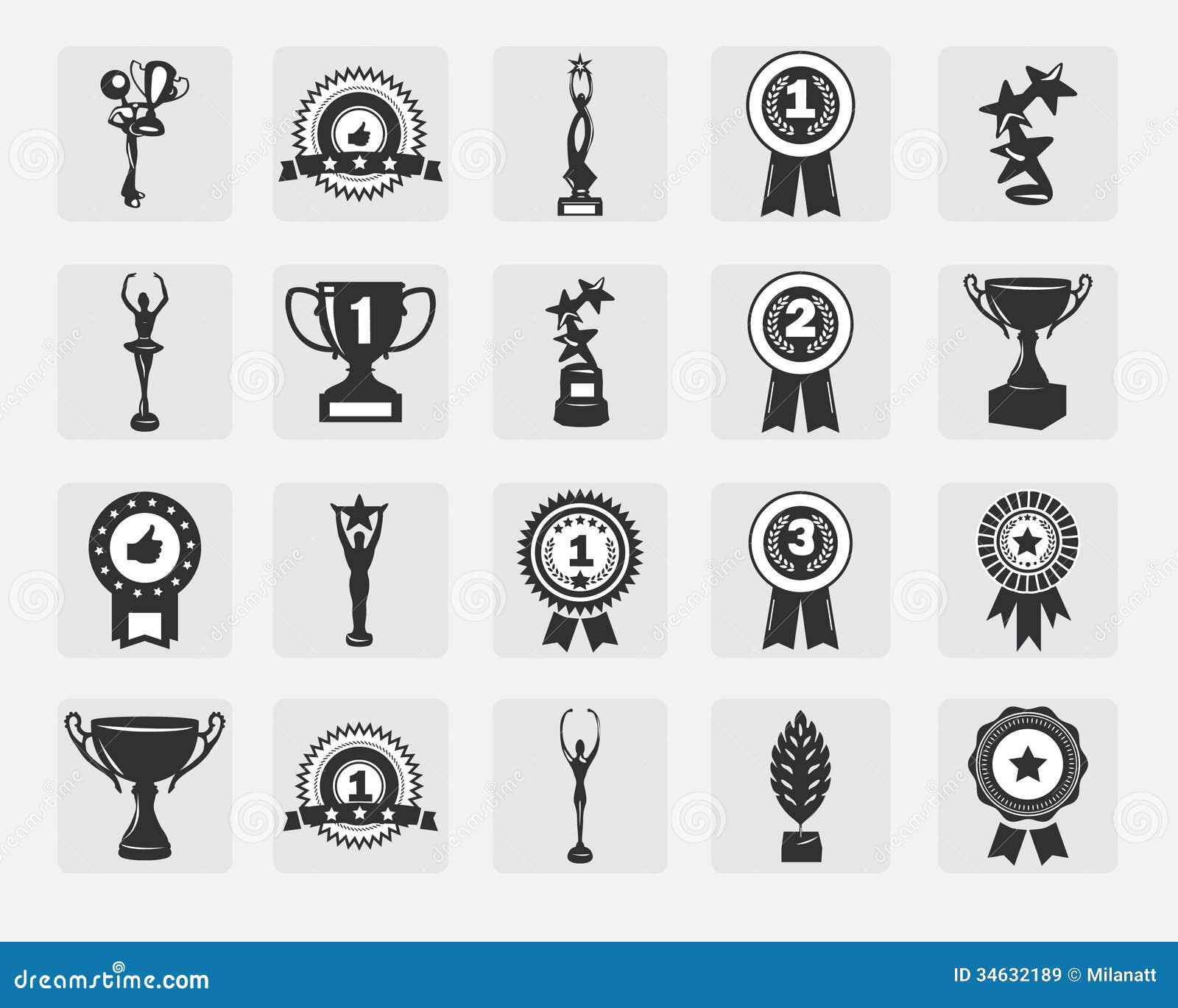 Trophy icons stock vector. Illustration of emblem, graphic - 34632189