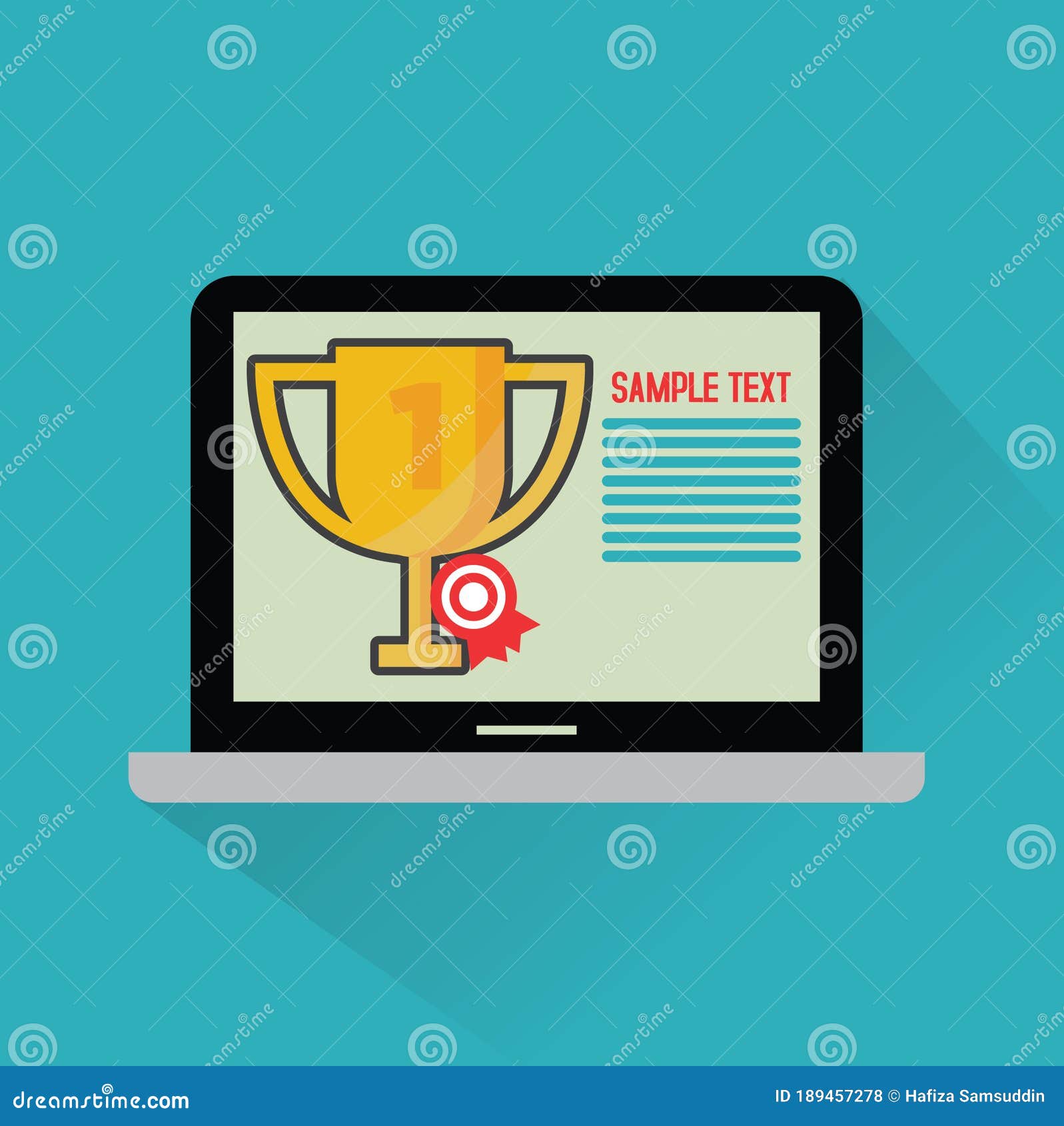 Trophy in Laptop. Vector Illustration Decorative Design Stock Vector ...