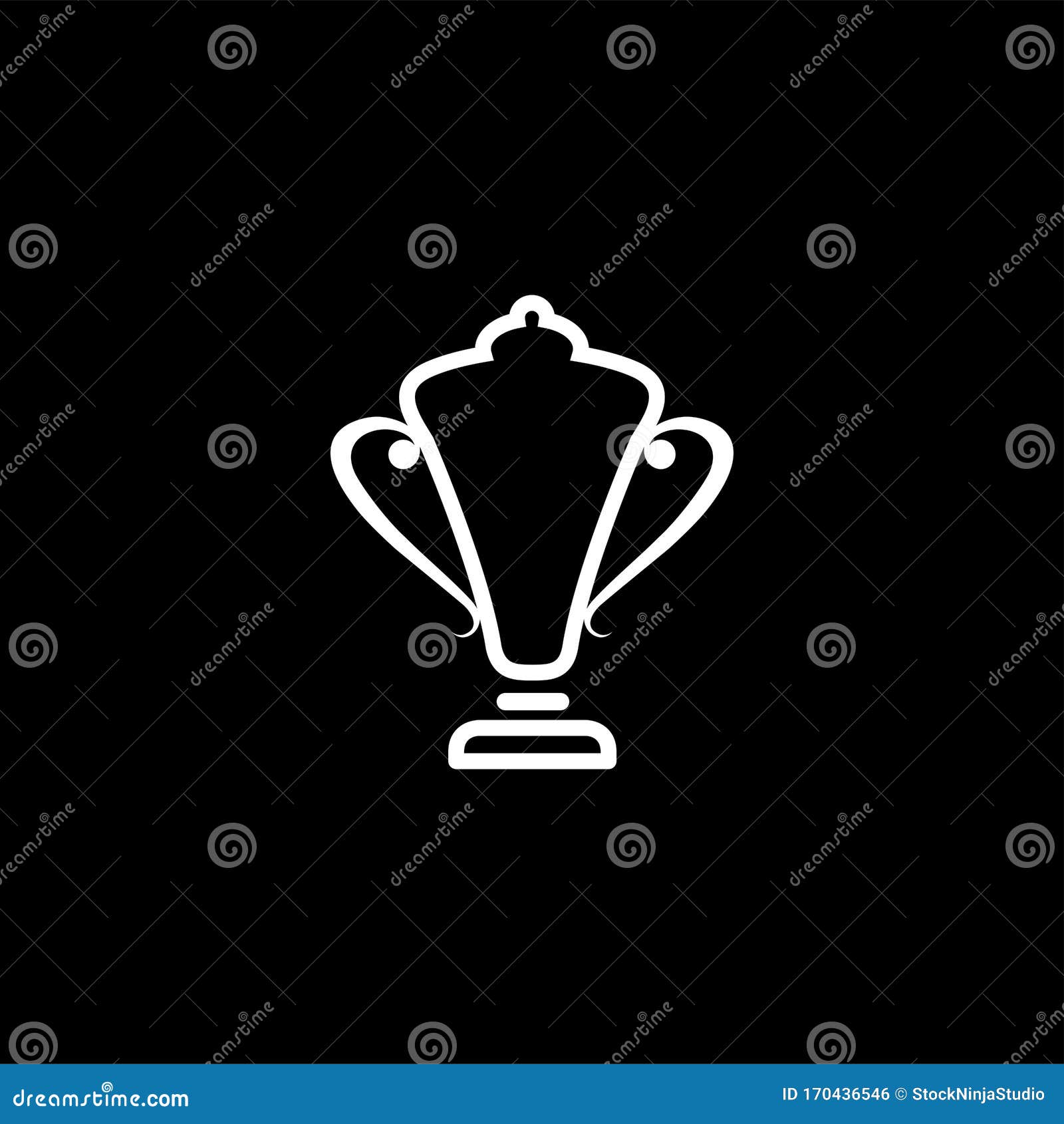 Trophy Line Icon on Black Background. Black Flat Style Vector ...