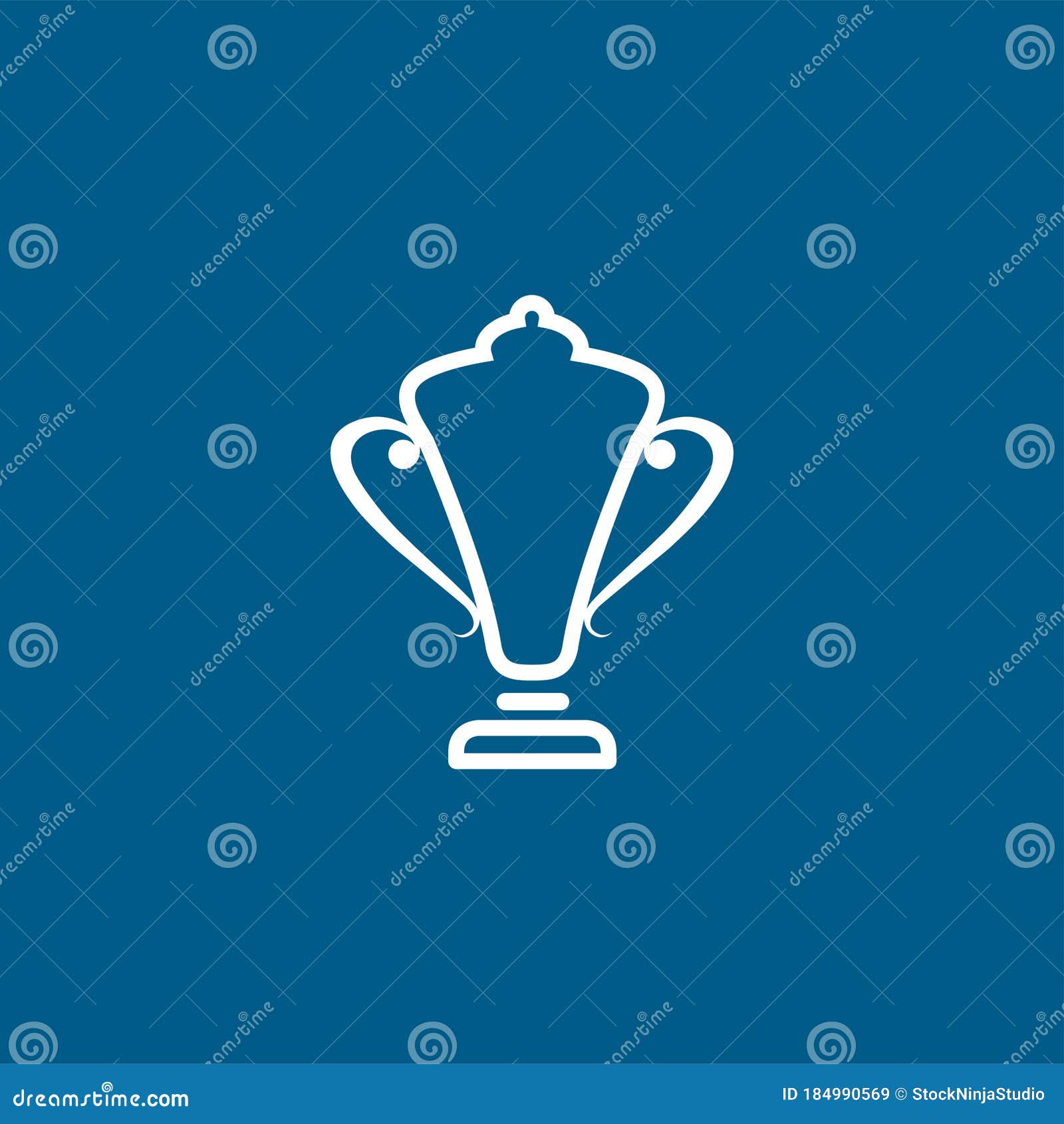 Trophy Line Icon on Blue Background. Blue Flat Style Vector ...