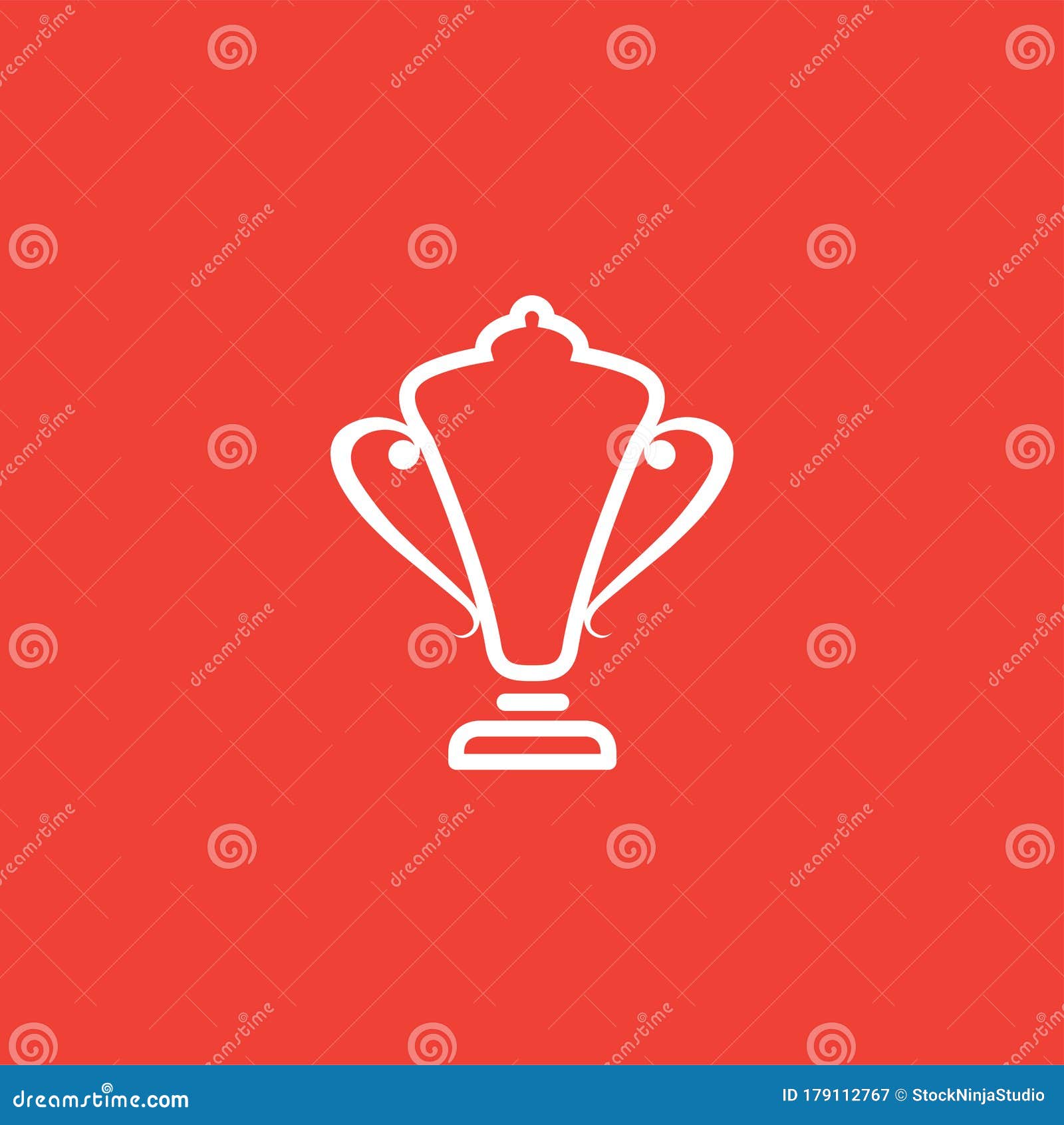 Trophy Line Icon on Red Background. Red Flat Style Vector Illustration ...