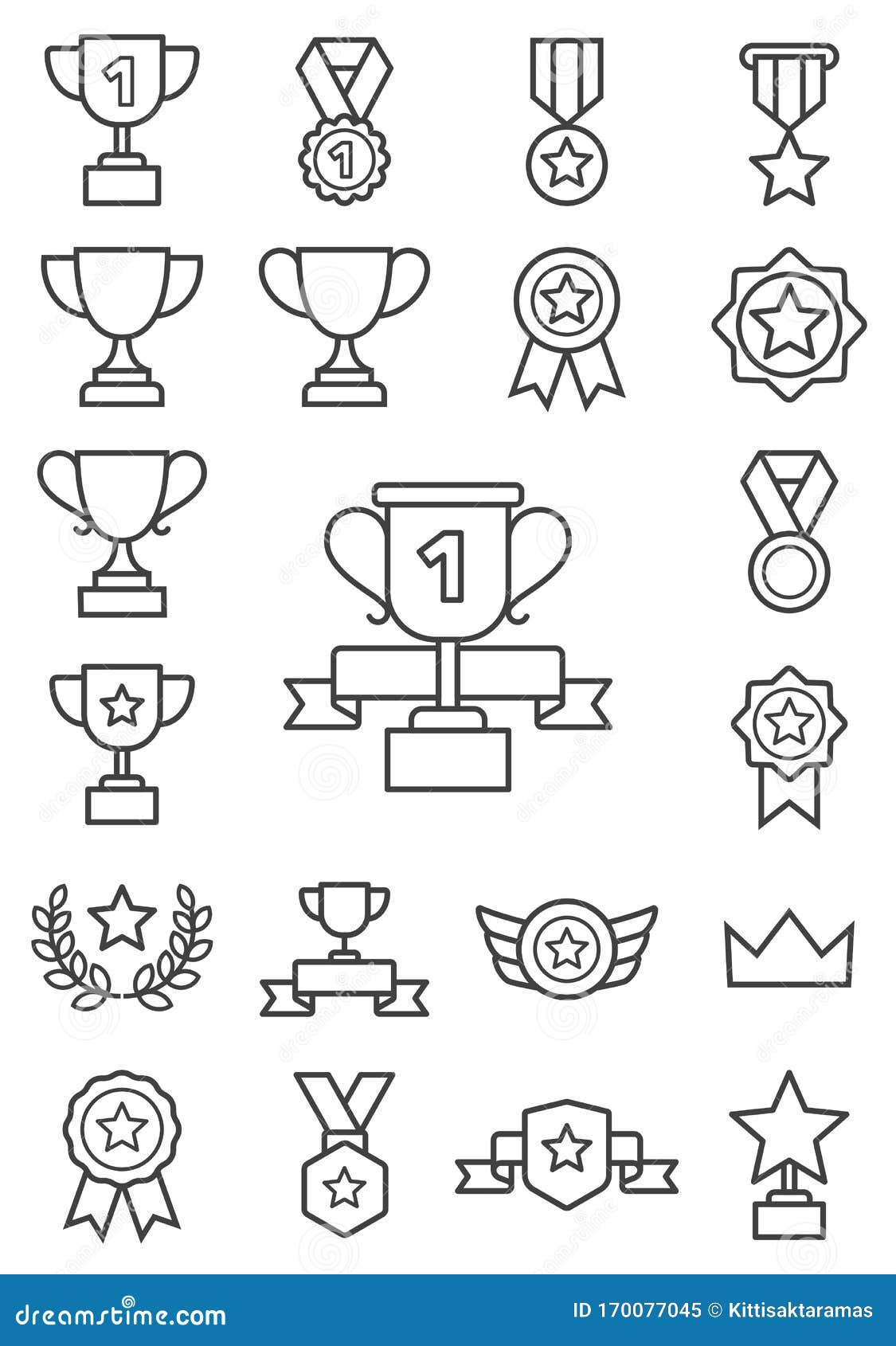 Trophy Line Icons. Vector Illustrations. Stock Vector - Illustration of ...