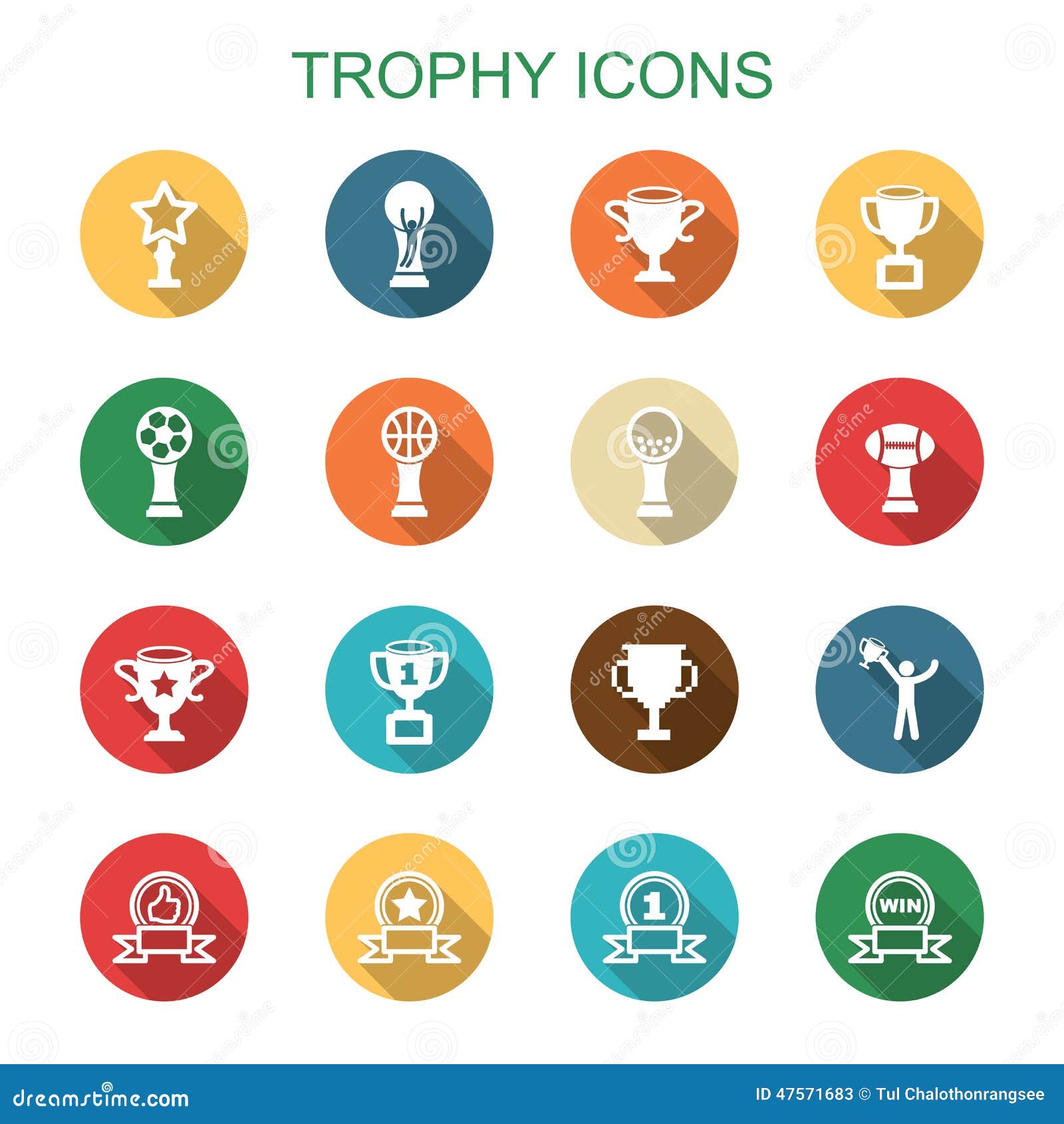 Trophy long shadow icons stock vector. Illustration of like - 47571683
