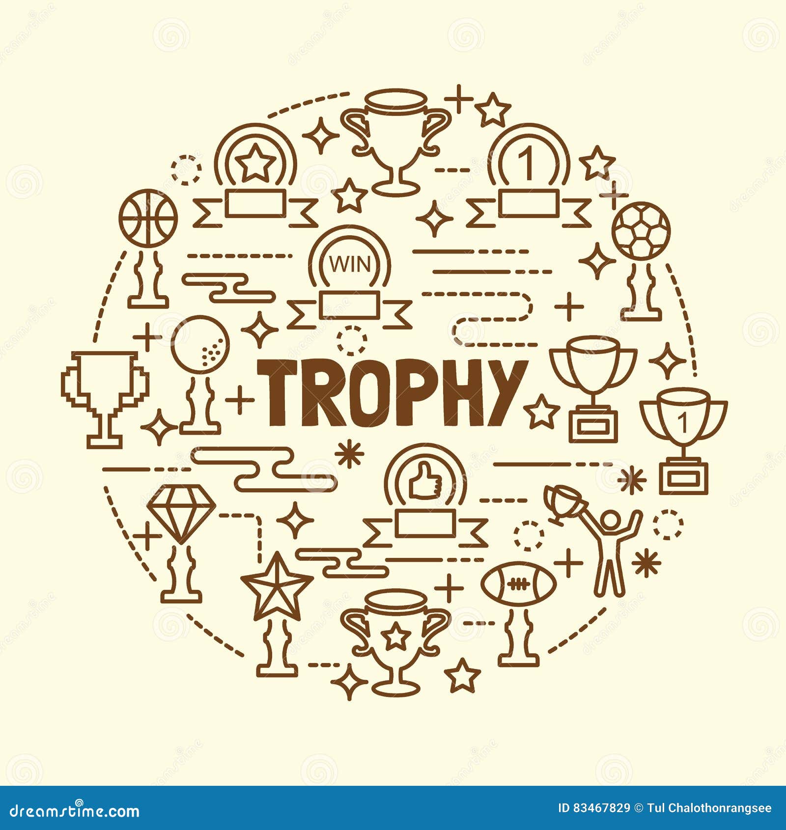Trophy Minimal Thin Line Icons Set Stock Vector - Illustration of ...