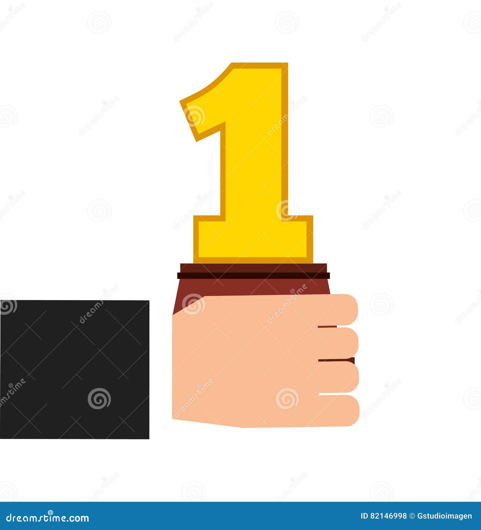 Trophy Number One Award Isolated Icon Stock Illustration - Illustration ...