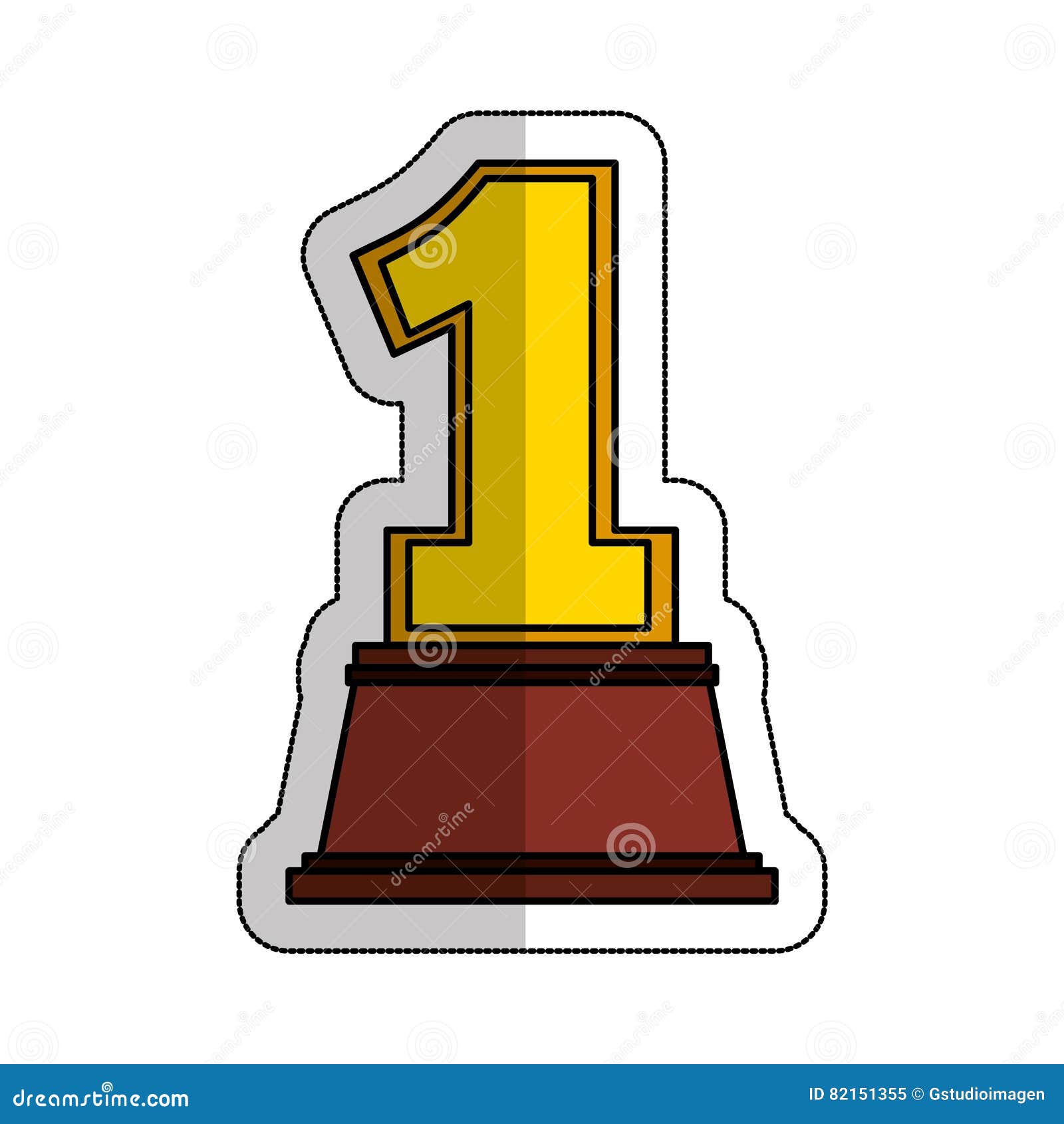 Trophy Number One Award Isolated Icon Stock Illustration - Illustration ...