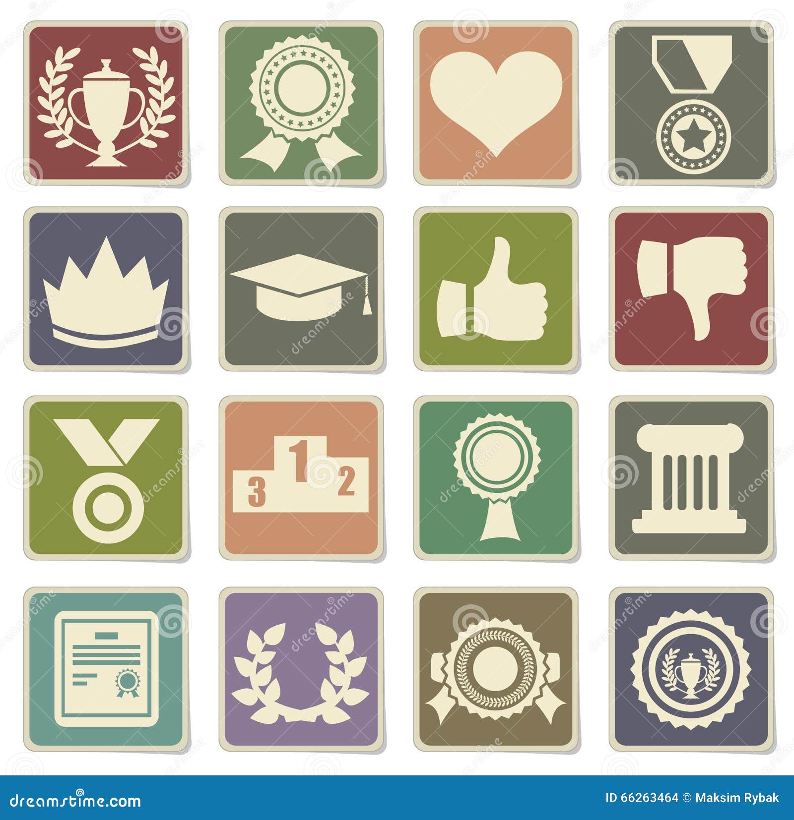 Trophy and prize icon set stock vector. Illustration of success - 66263464