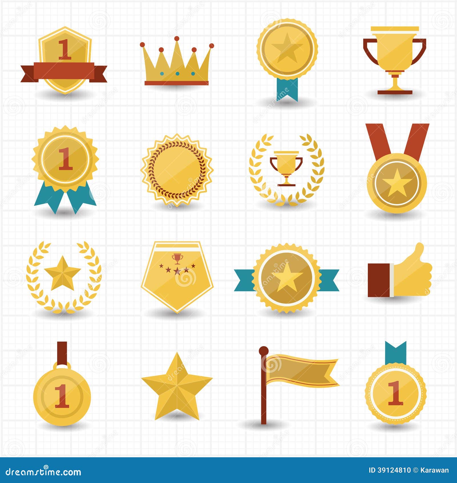 Trophy and Prize Icons with White Background Stock Vector ...