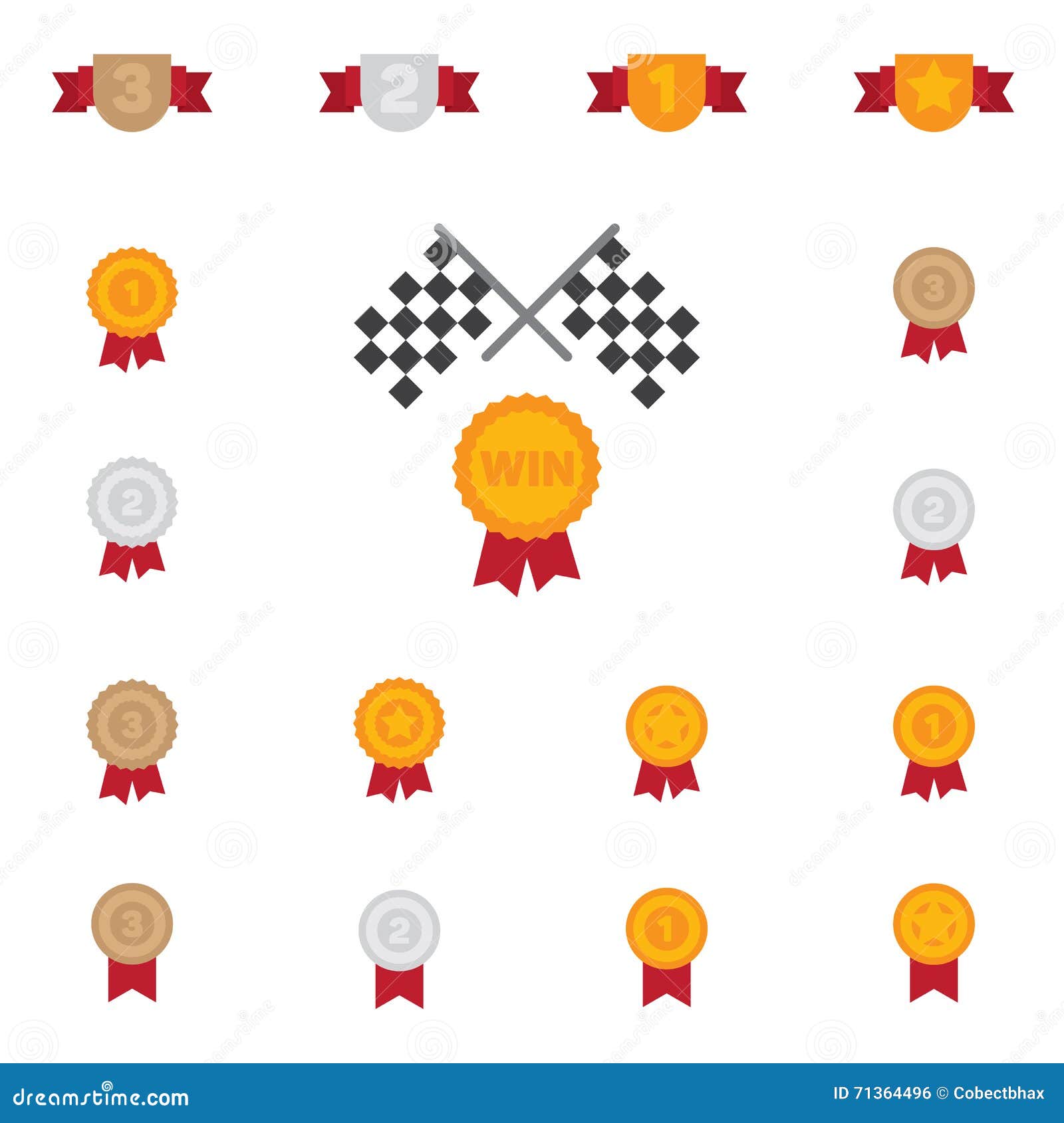 Trophy and Prize Symbol Color Flat Icon on White Background Vector ...