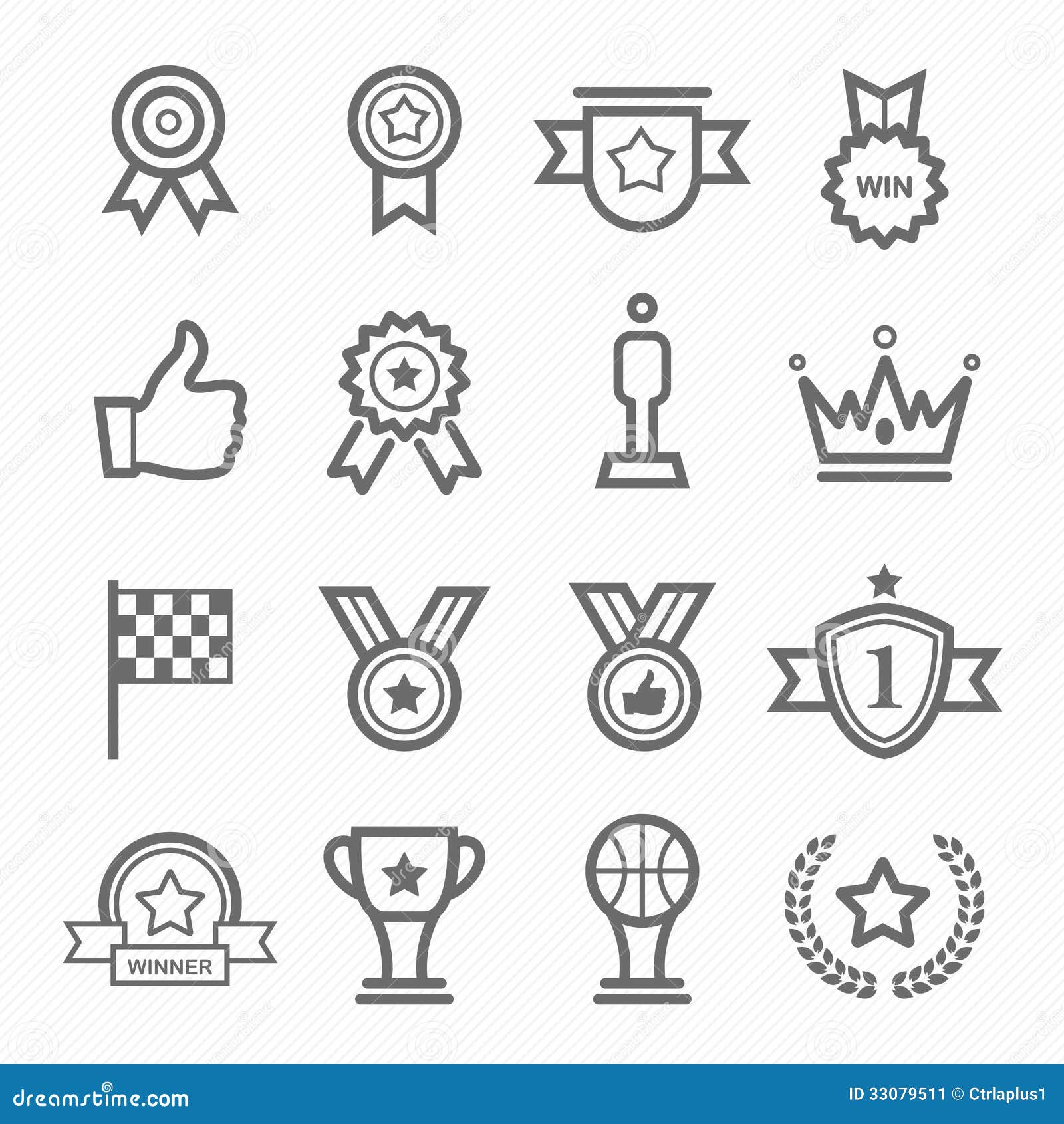 Trophy and Prize Symbol Line Icon Set Stock Vector - Illustration of ...