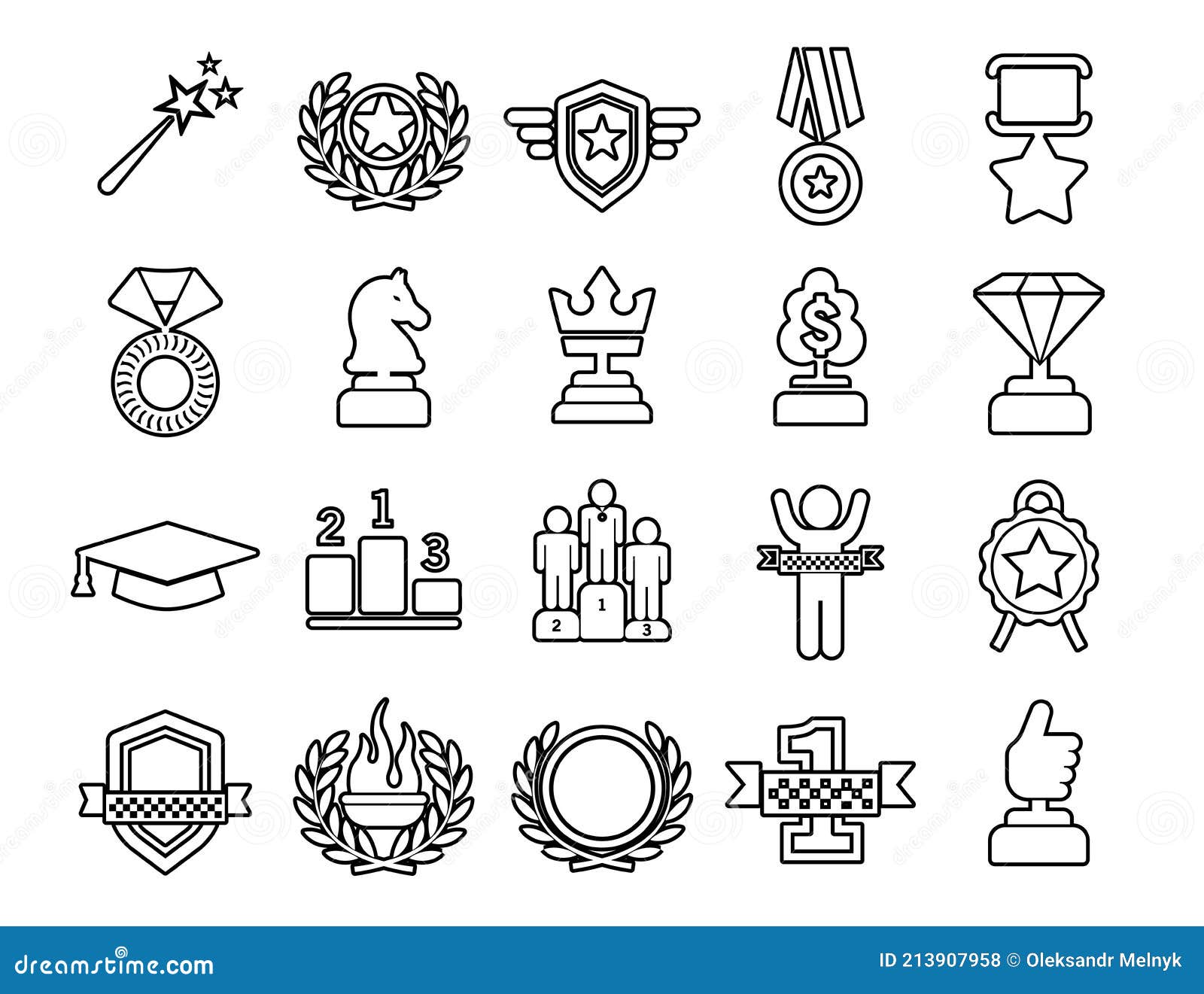 Trophy and Prize Symbol Line Icon on White Background Vector ...