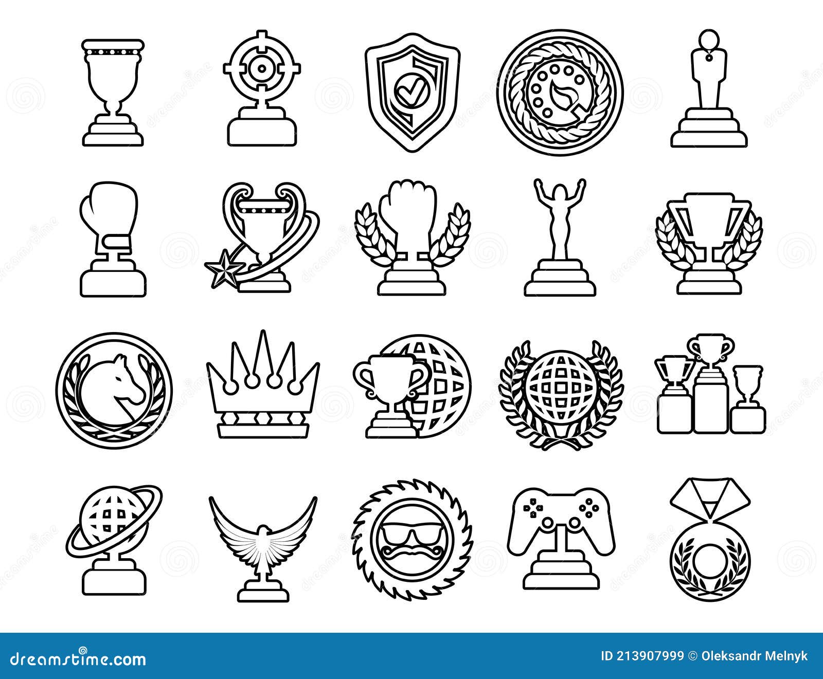 Trophy and Prize Symbol Line Icon on White Background Vector ...