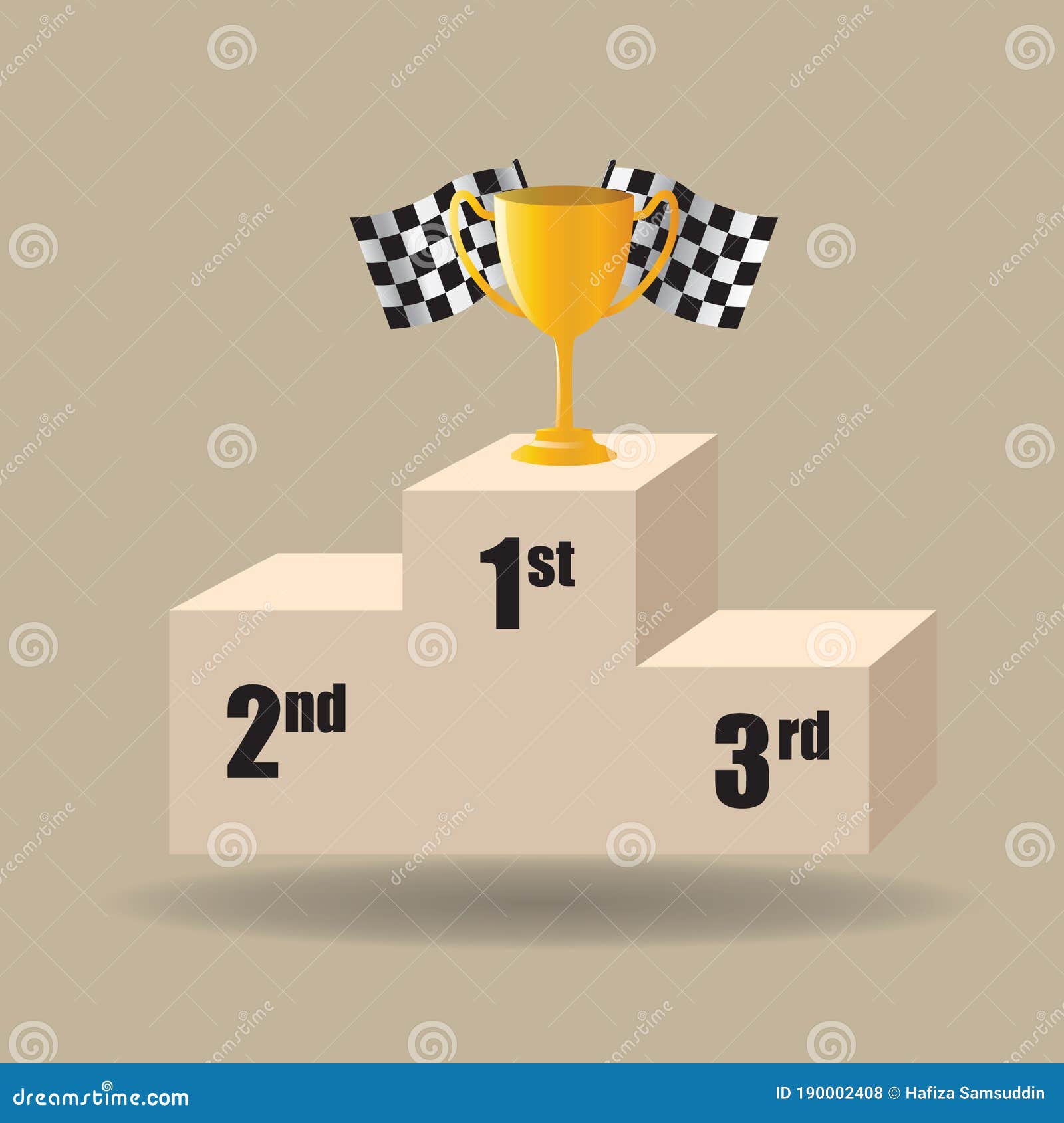 Trophy with Race Flags on Podium. Vector Illustration Decorative Design ...