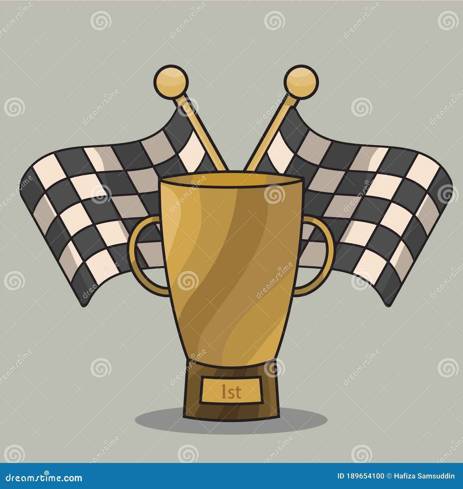Trophy with Race Flags. Vector Illustration Decorative Design Stock ...