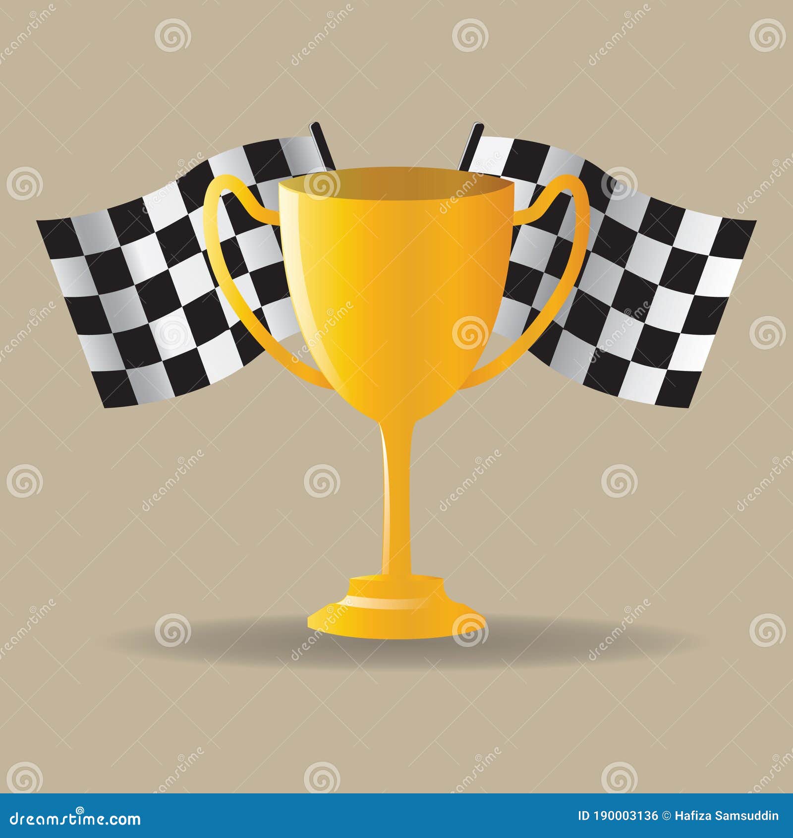 Trophy with Race Flags. Vector Illustration Decorative Design Stock ...