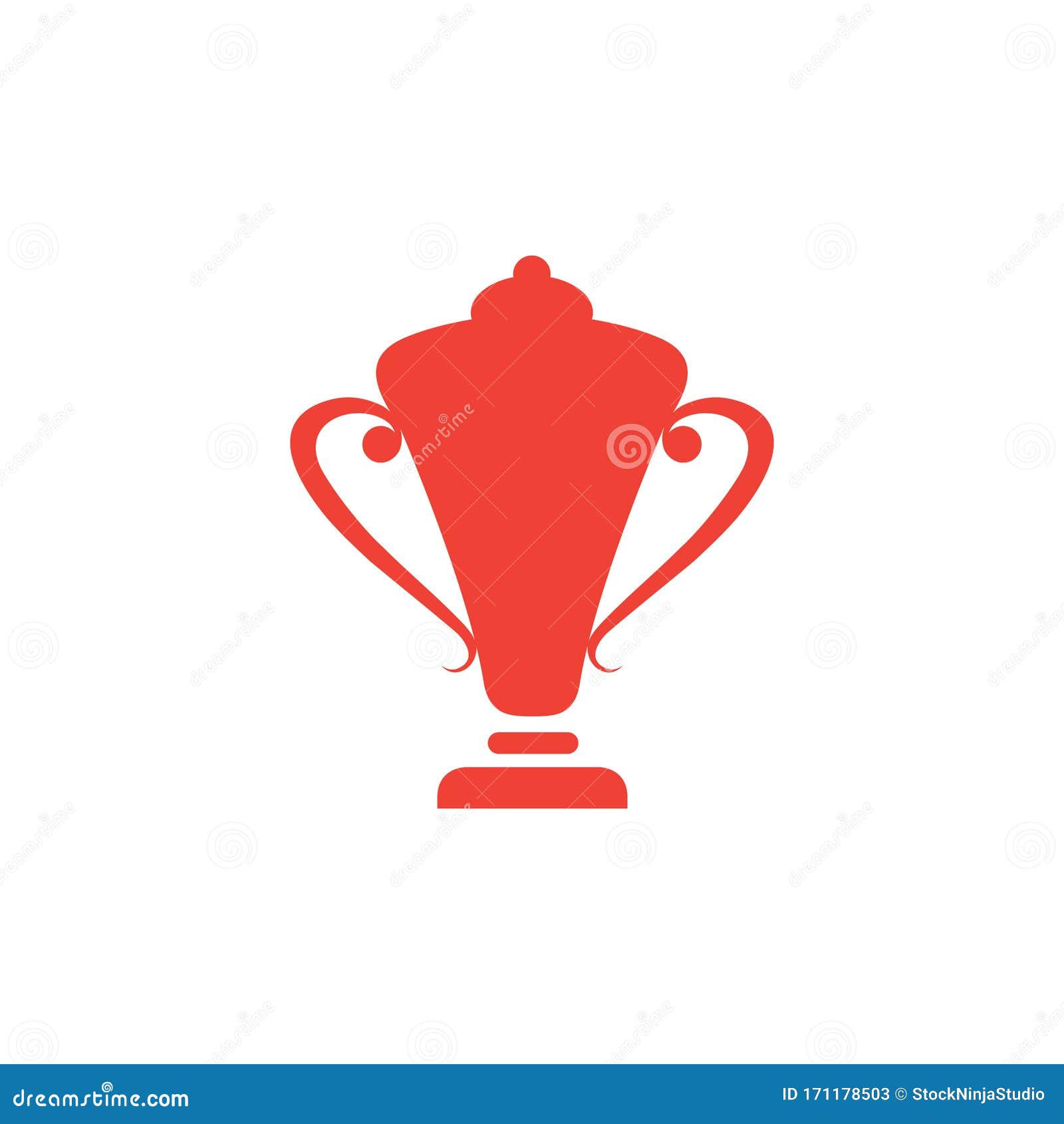 Trophy Red Icon on White Background. Red Flat Style Vector Illustration ...