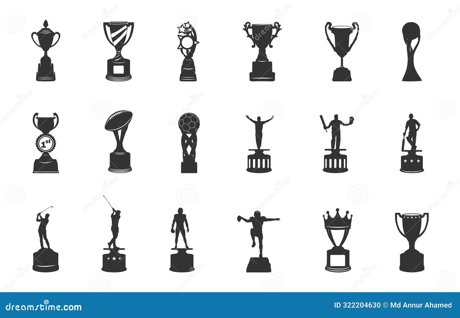 Trophy Silhouettes, Trophy Vector Set, Trophy Icon, Cup Trophy ...