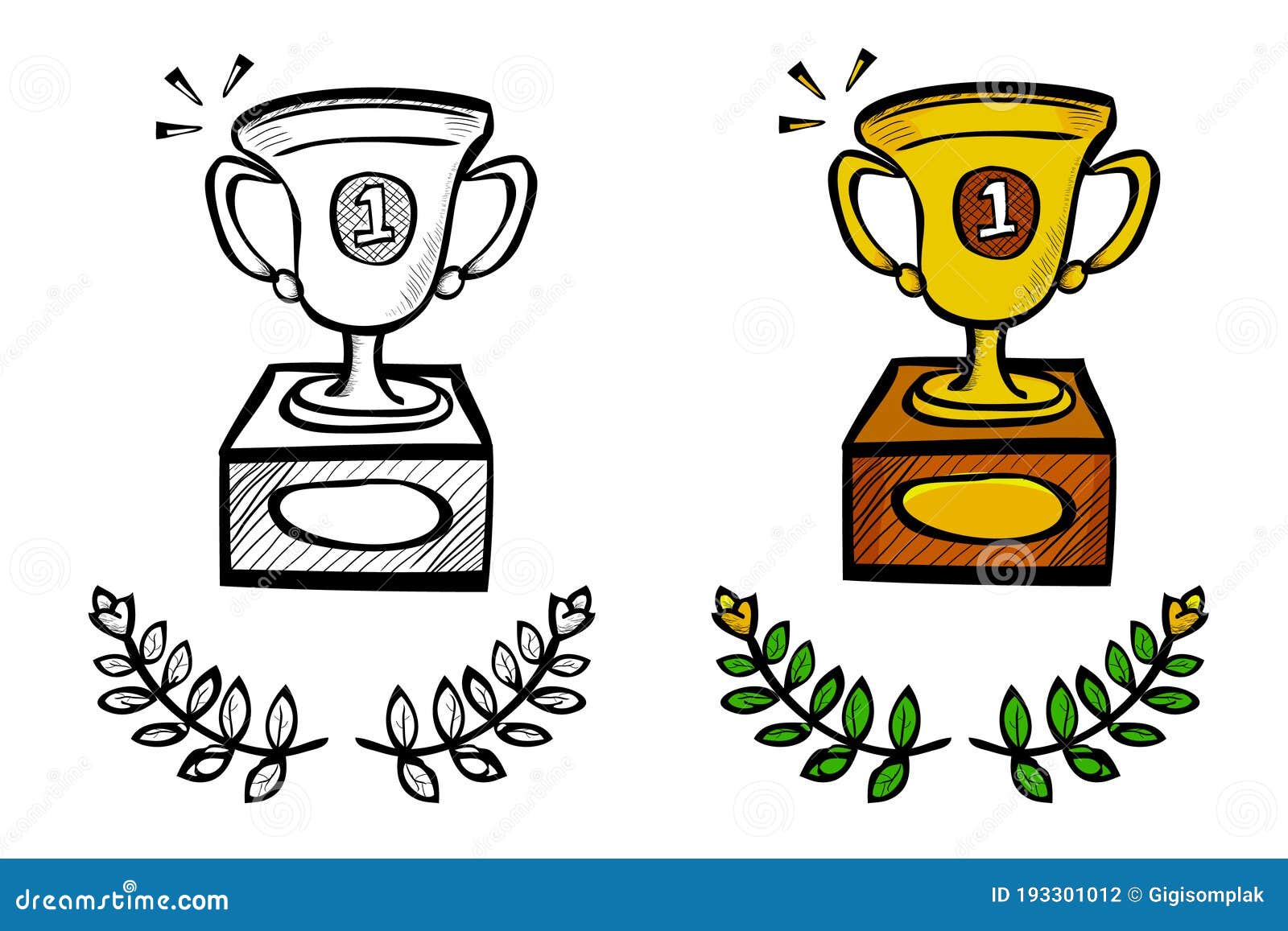 2 Trophy, Simple Vector Doodle Hand Draw Sketch | CartoonDealer.com ...
