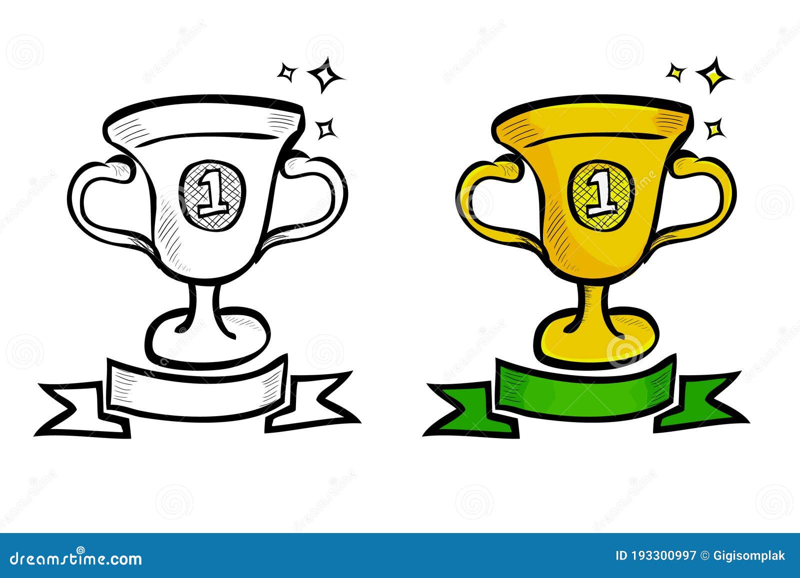 Trophy, Simple Vector Doodle Hand Draw Sketch, Isolated On White ...