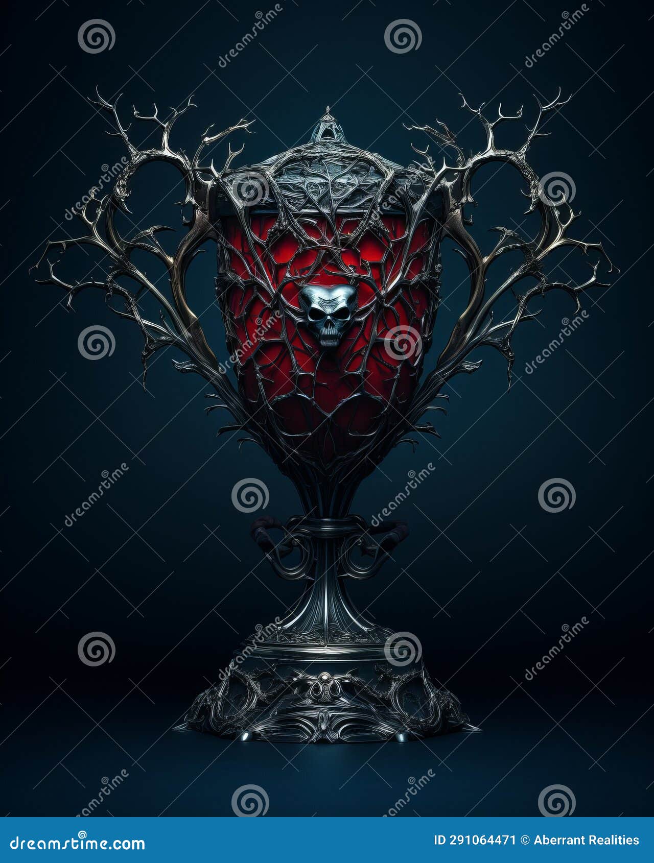 A Trophy with a Skull on Top of it Stock Illustration - Illustration of ...