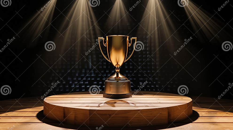 Trophy on Stage Platform with Spotlight. Generative Ai Stock Image ...