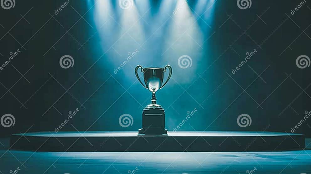 Trophy on Stage Platform with Spotlight. Generative Ai Stock ...