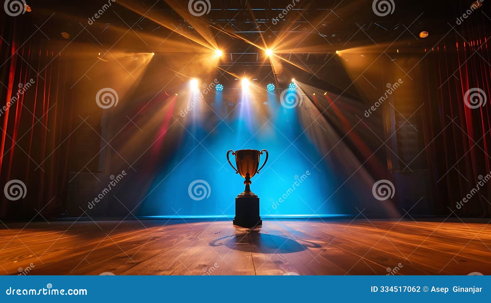 Trophy on Stage with Spotlight Stock Illustration - Illustration of ...